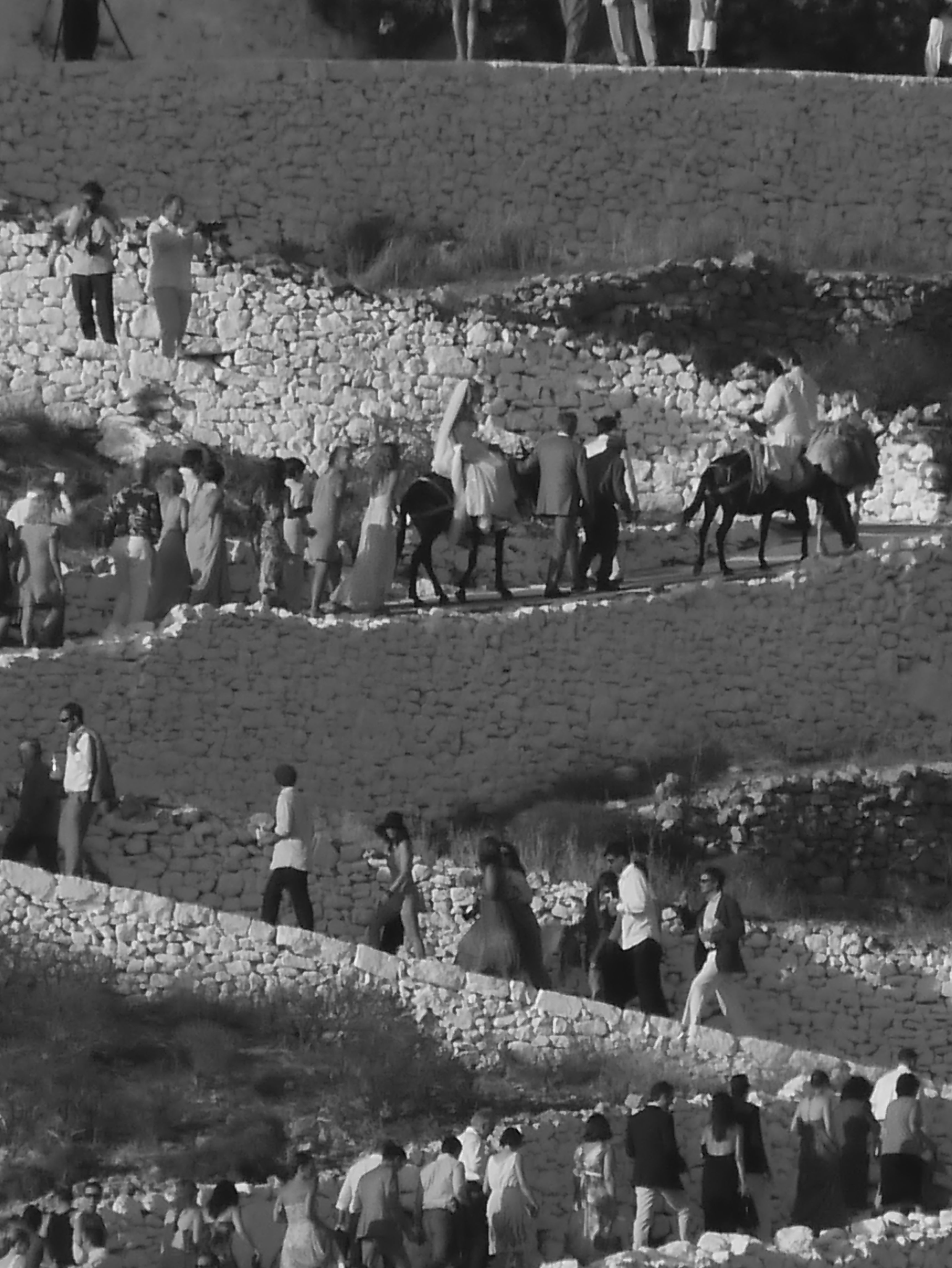 Historic Stone Pathway with Procession and Donkeys · Free Stock Photo