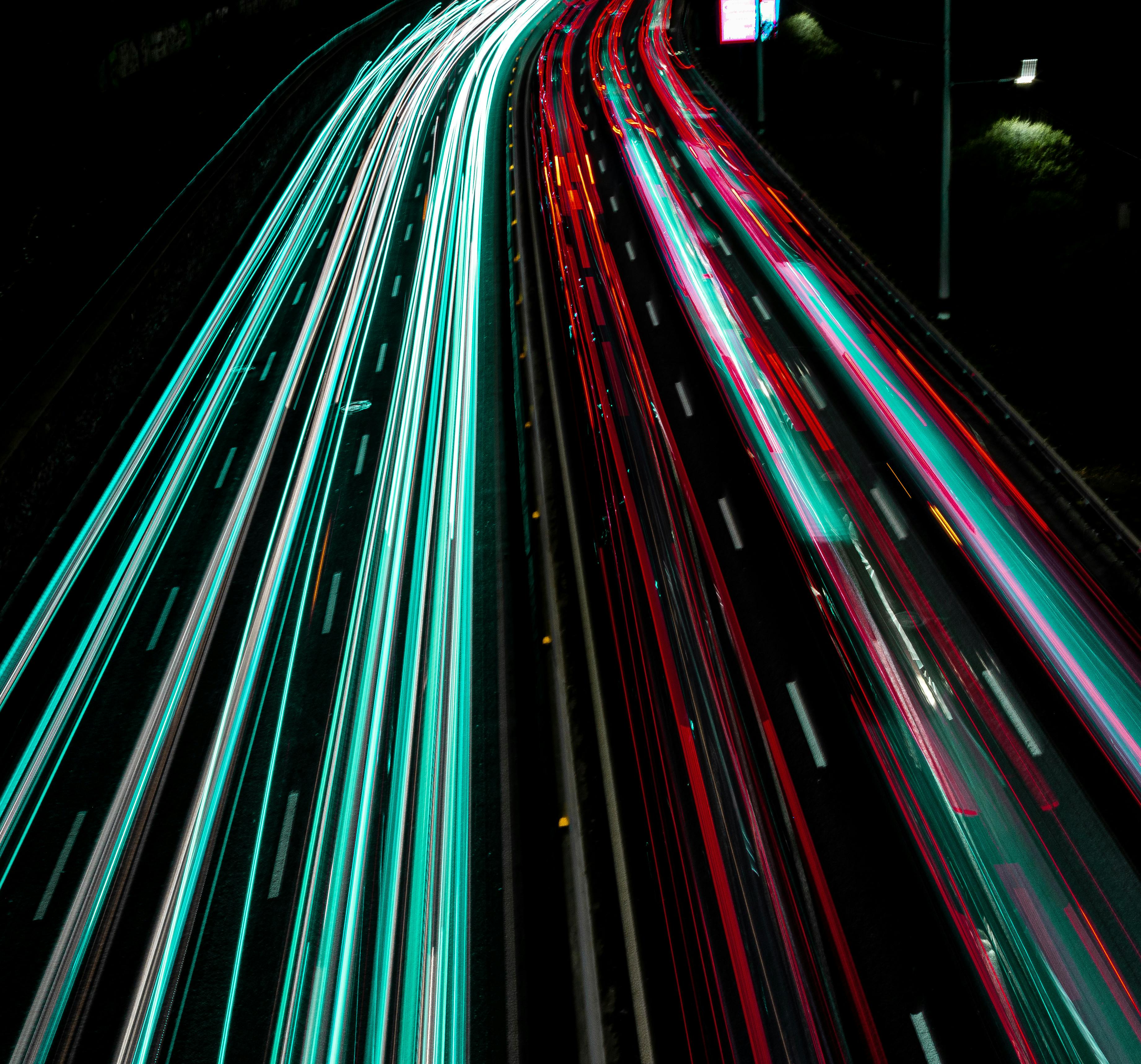 Dynamic Highway Light Trails at Night · Free Stock Photo