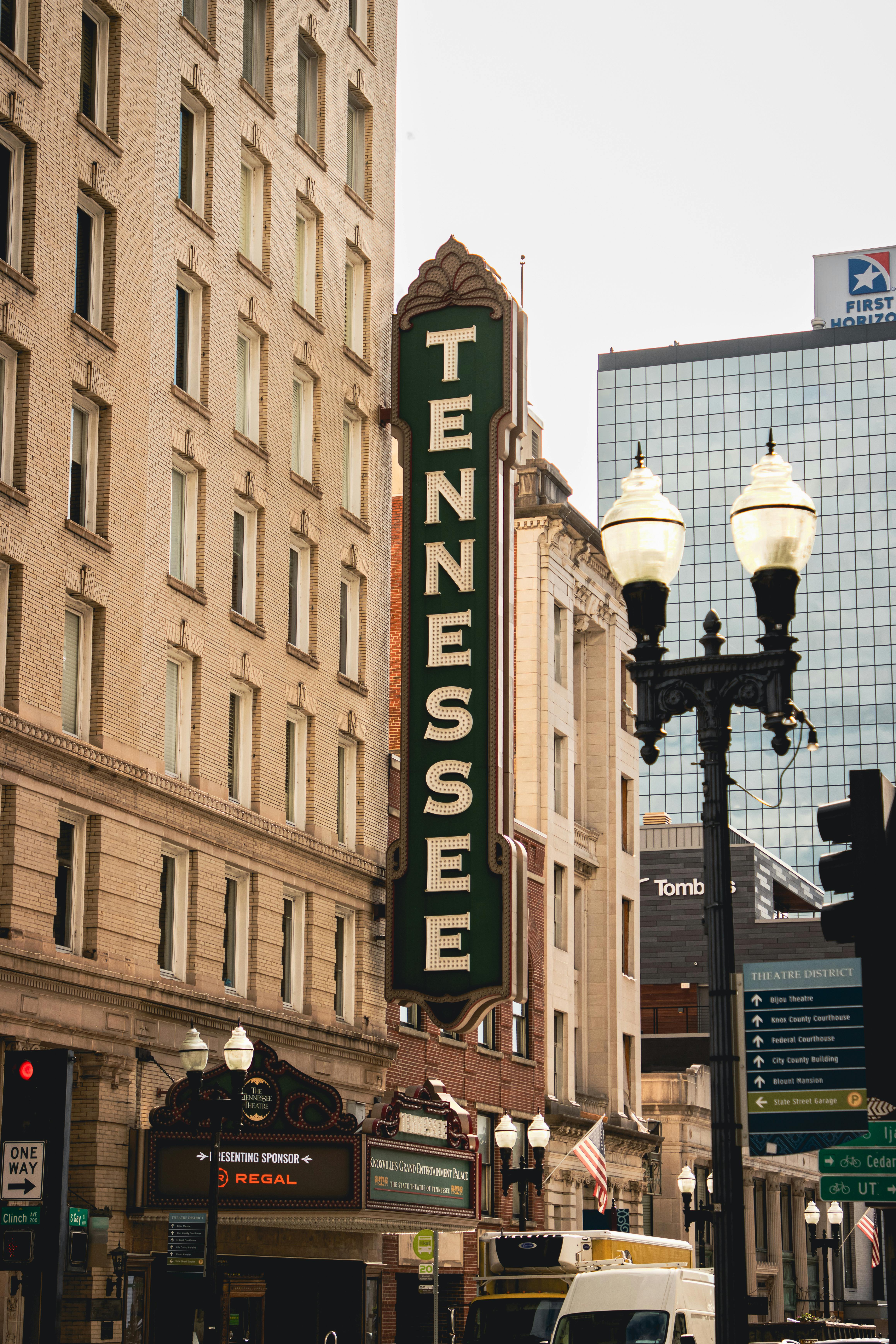 Tennessee Theater Sign in Urban Downtown Setting · Free Stock Photo
