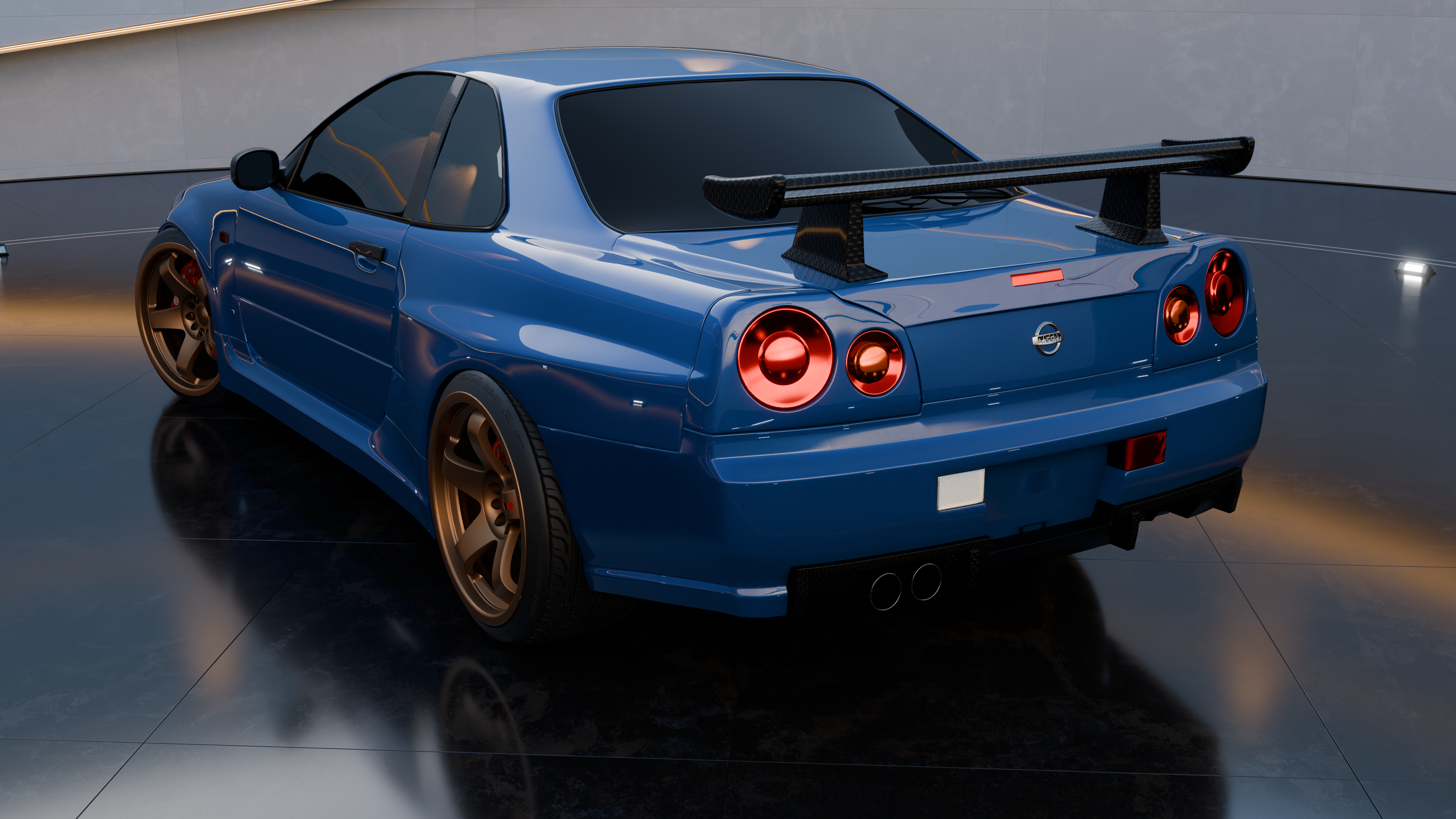 El Deportivo Nissan Skyline R34 En Un Salón Moderno · Foto De Stock