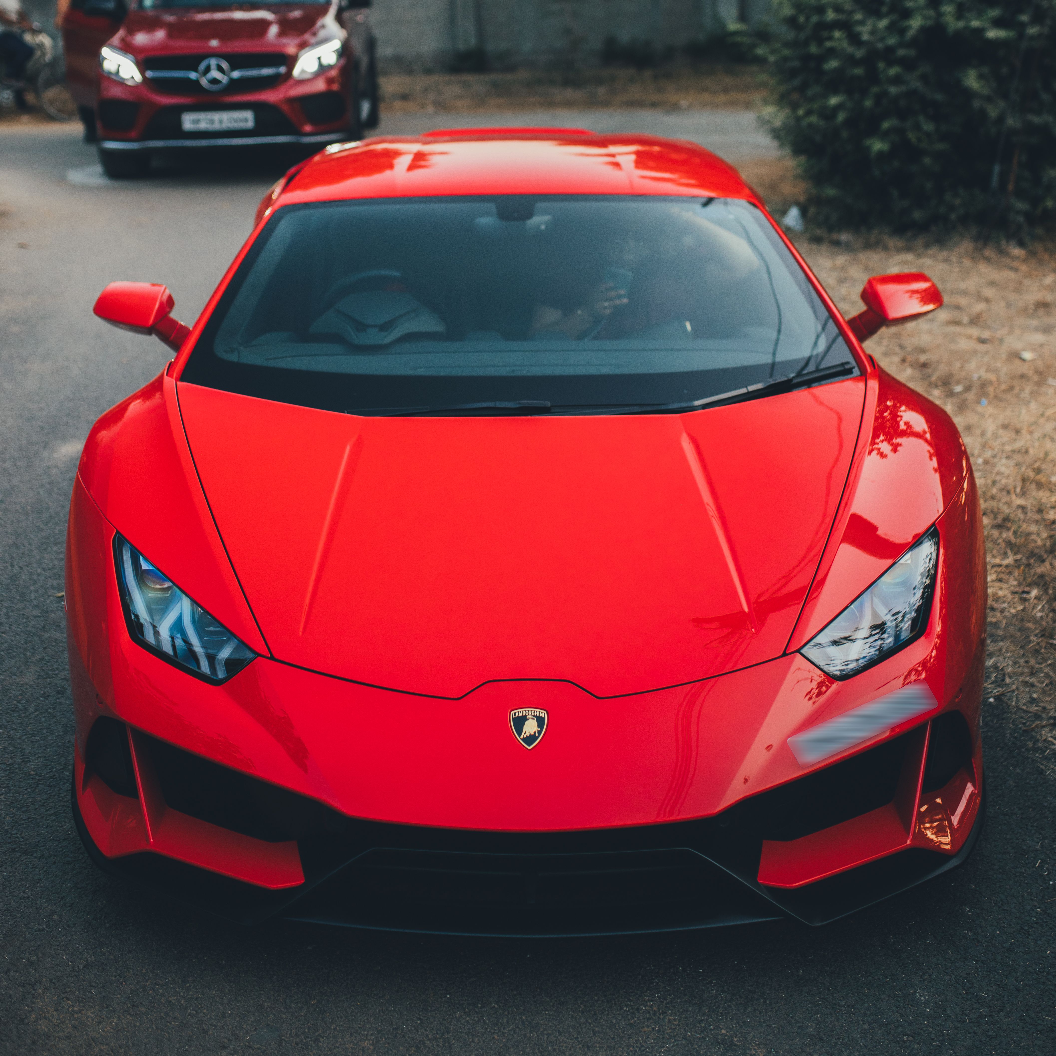Red Lamborghini Huracan in Gurugram Street Scene · Free Stock Photo