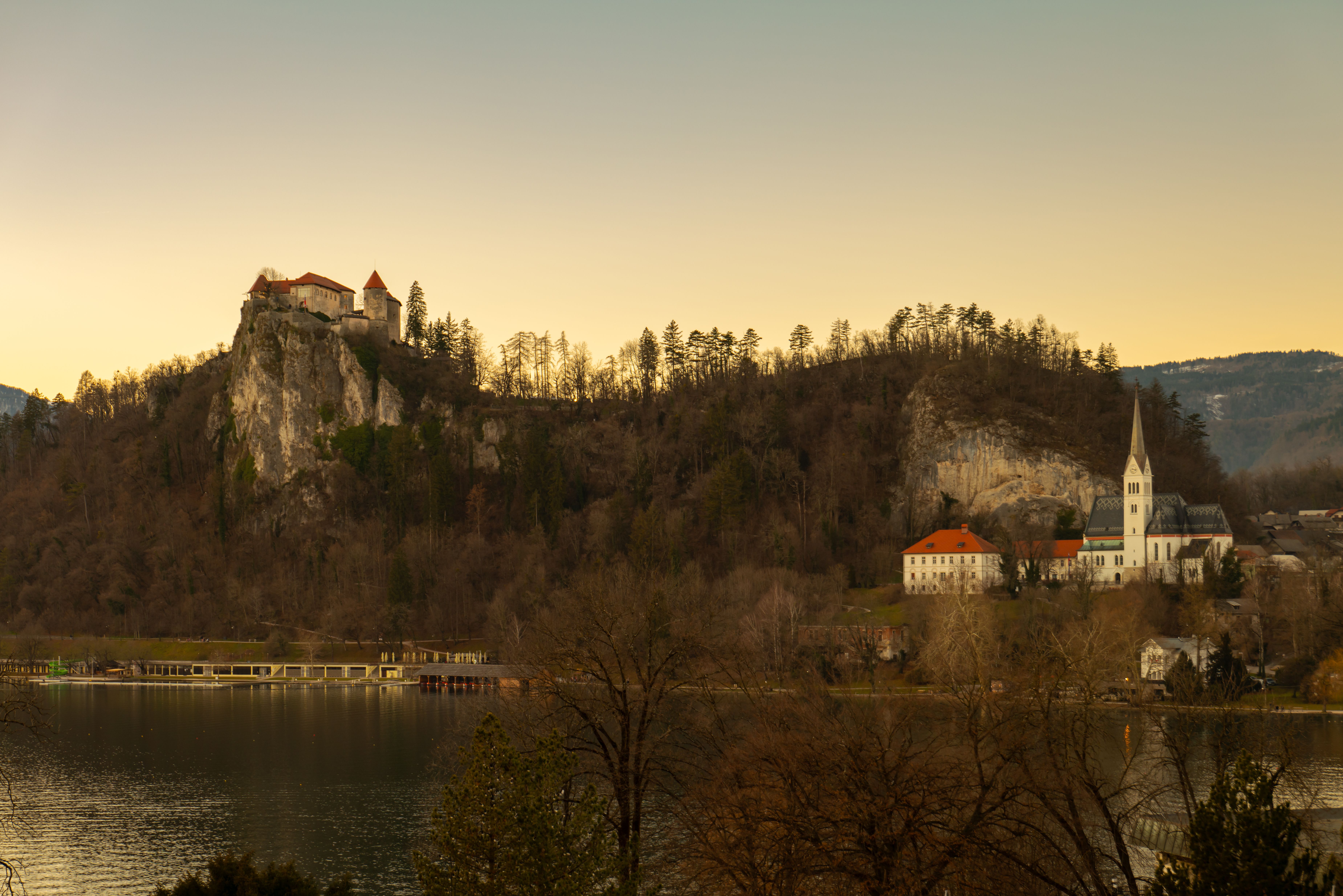 Bled Castle and Church at Sunset, Slovenia · Free Stock Photo