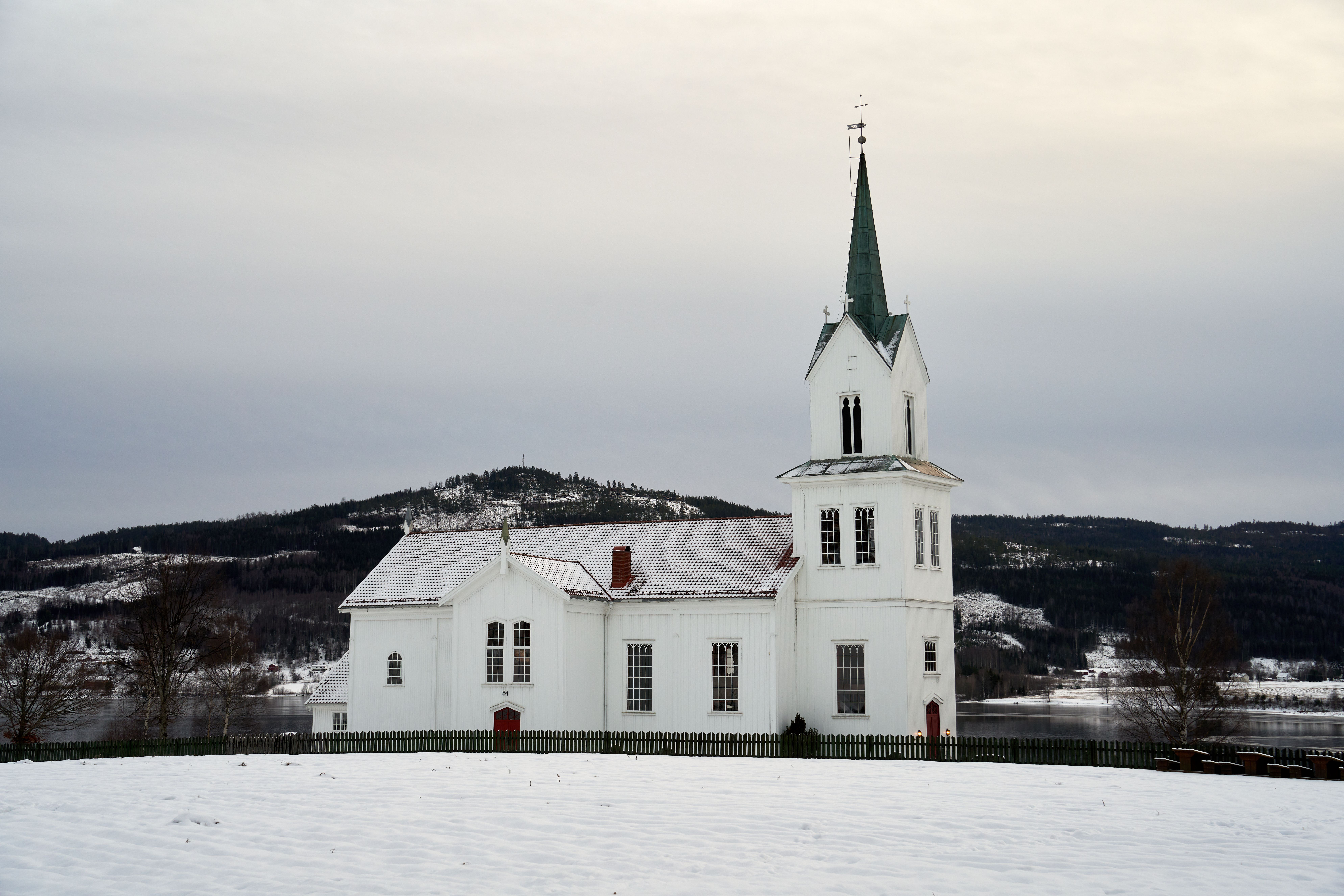 Historic Olberg Church in Winter Snow, Noresund · Free Stock Photo