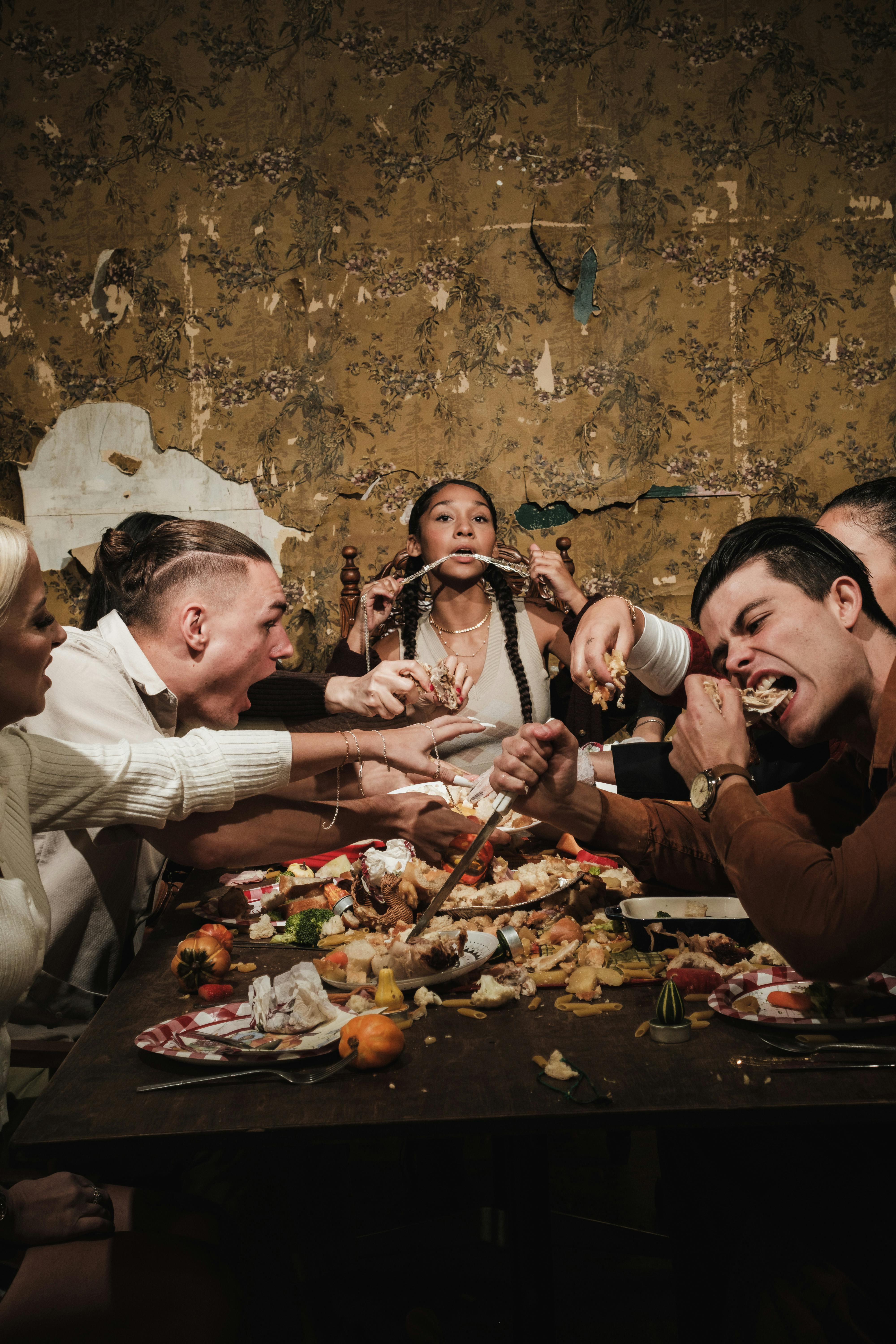 A People Eating while Talking Together · Free Stock Photo