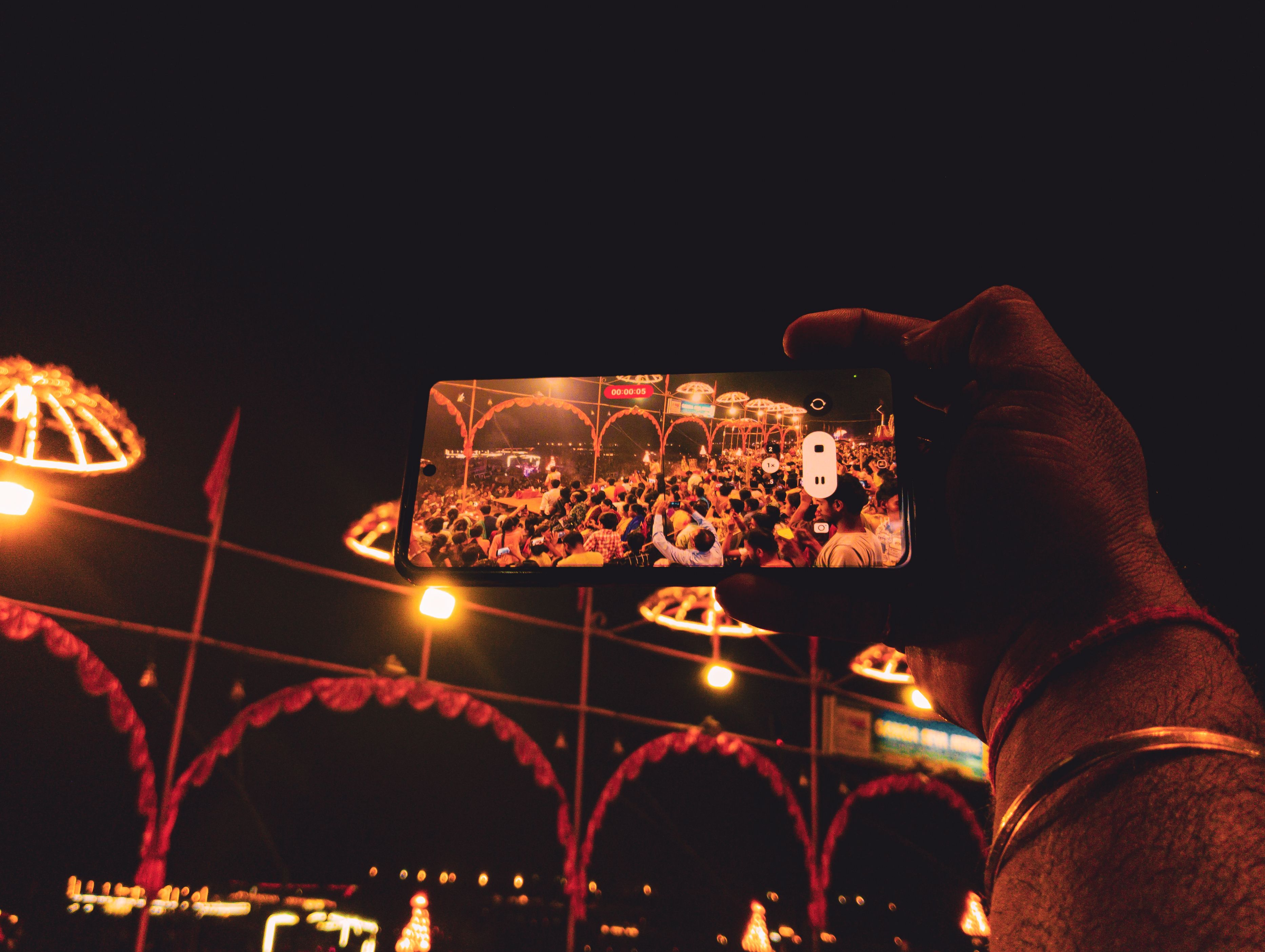 Capturing the Vibrant Ghats of Varanasi at Night · Free Stock Photo