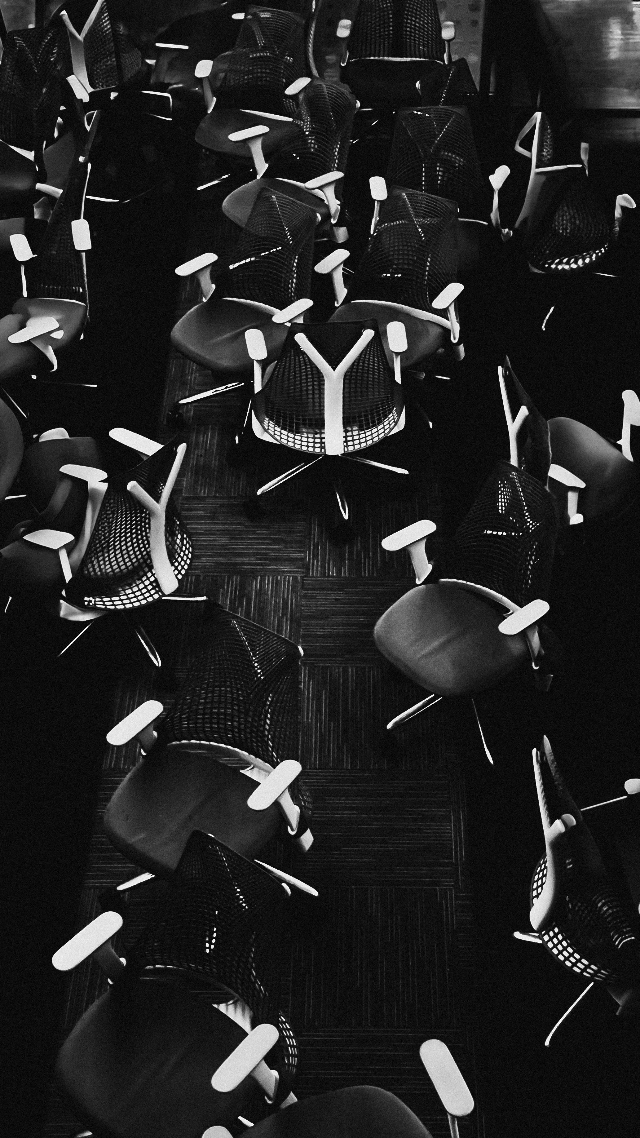 Black and White Modern Chairs Abstract Arrangement · Free Stock Photo