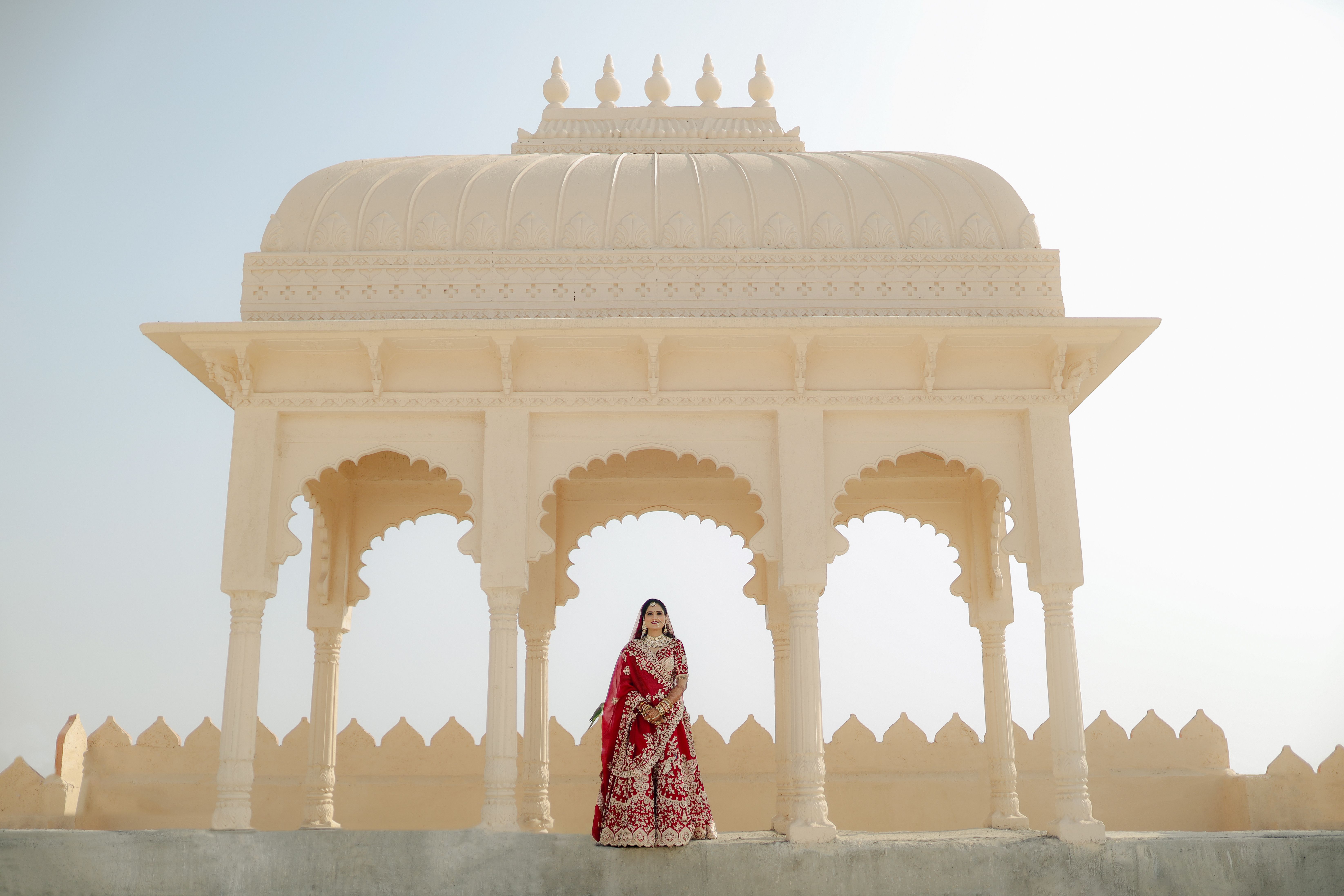 Traditional Indian Bride at Ornate Pavilion · Free Stock Photo