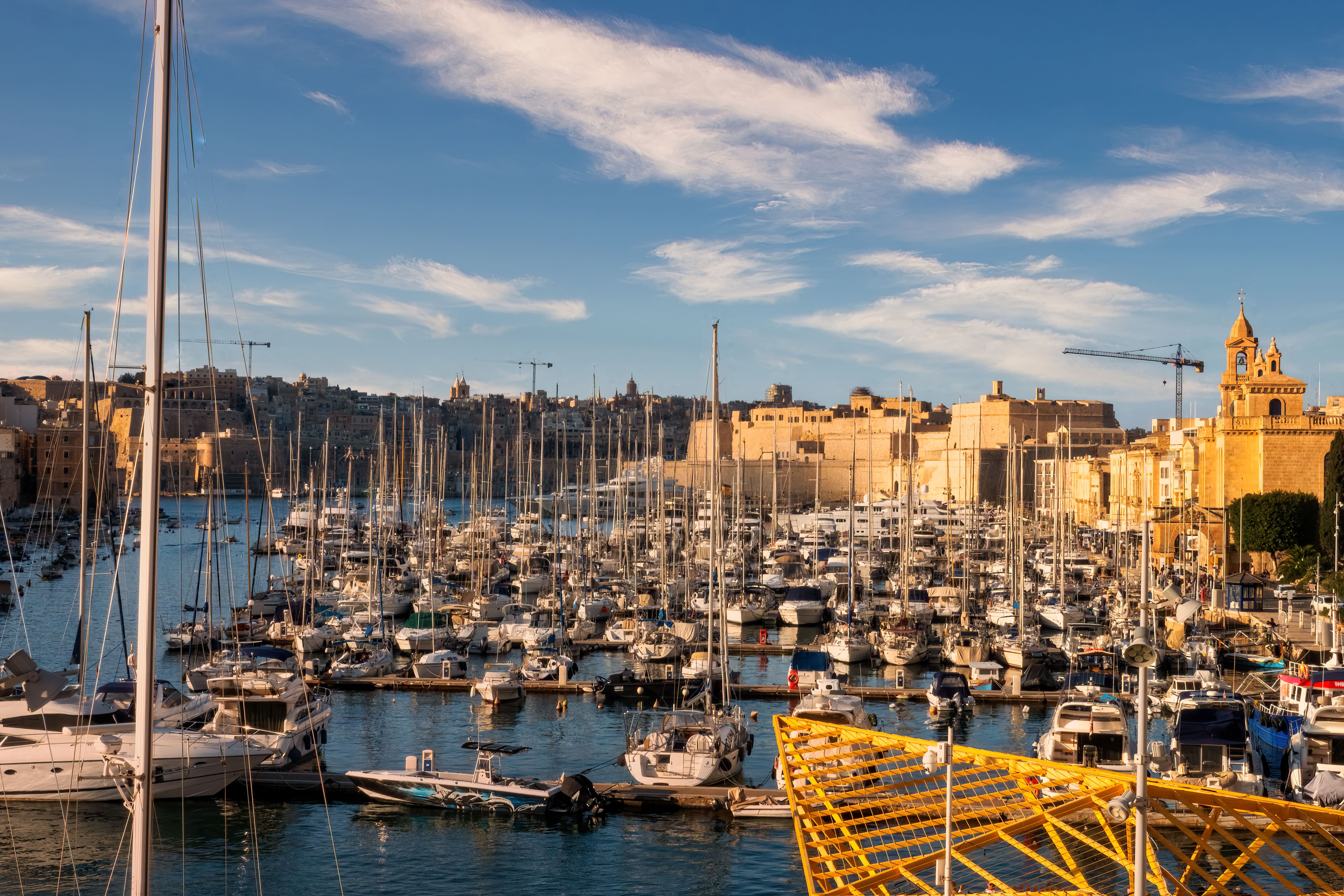 Blue Skies Over Historic Marina in Malta · Free Stock Photo
