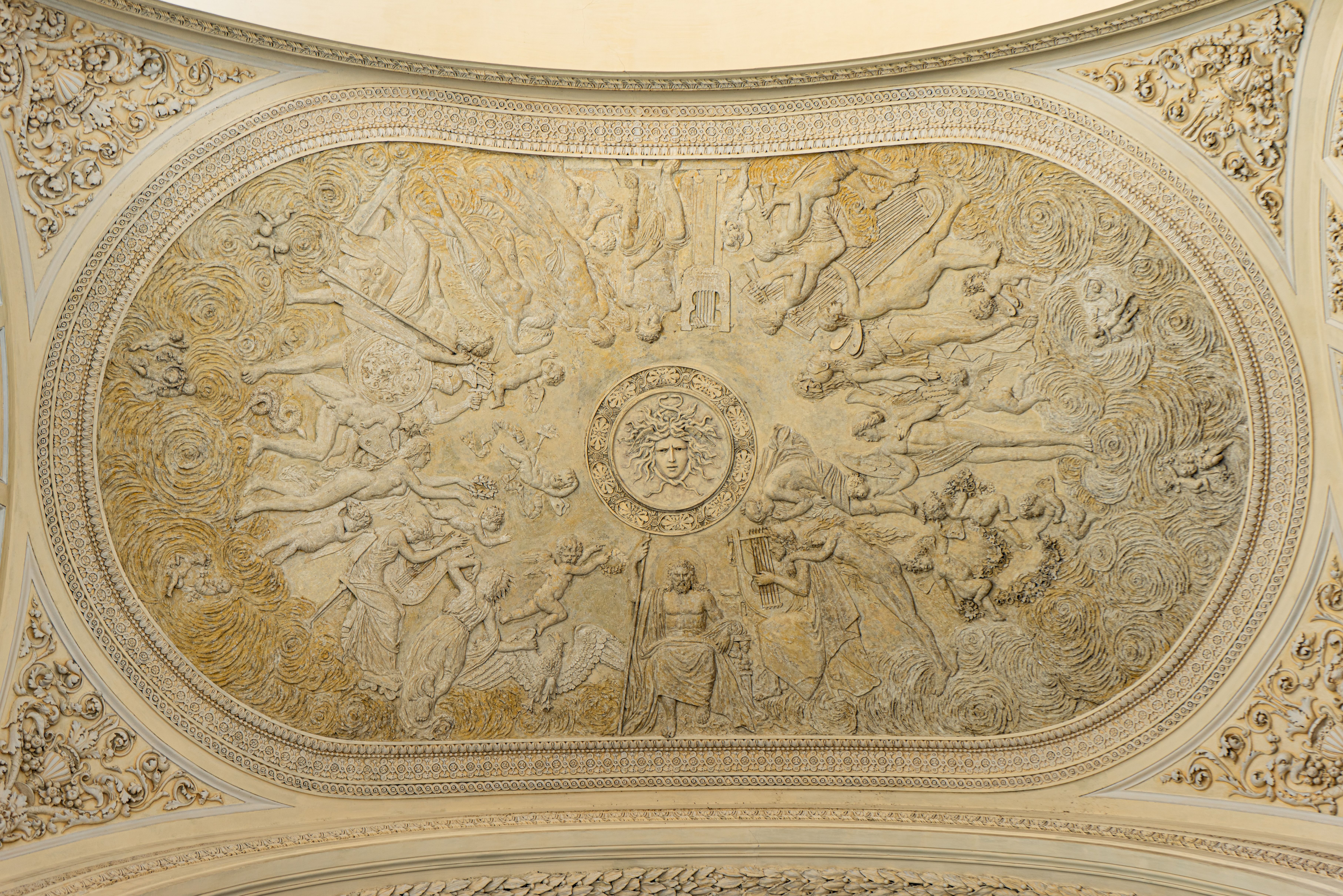 Ornate Ceiling Mural with Classical Figures · Free Stock Photo