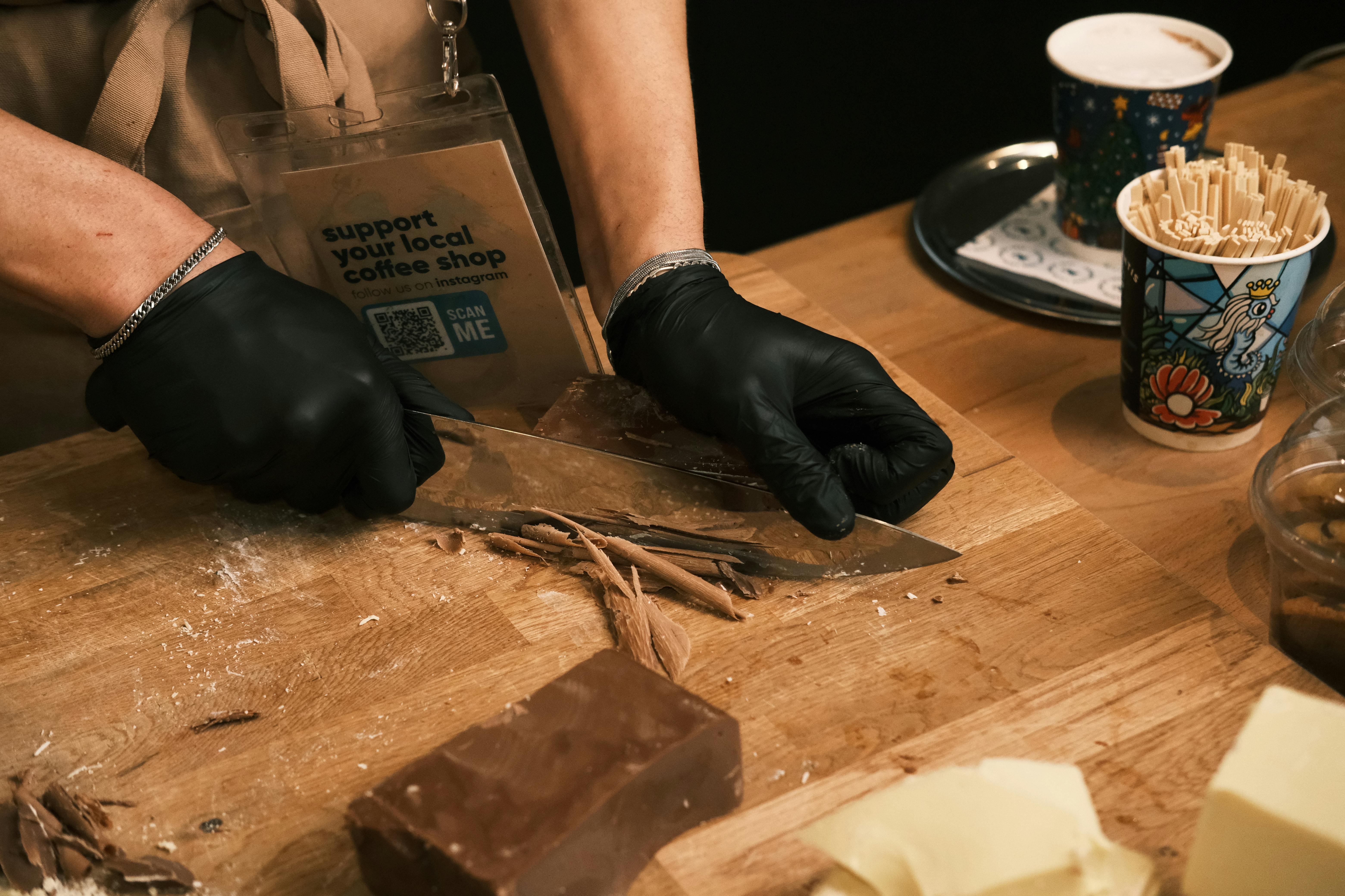 Cutting Chocolate in a Local Coffee Shop · Free Stock Photo