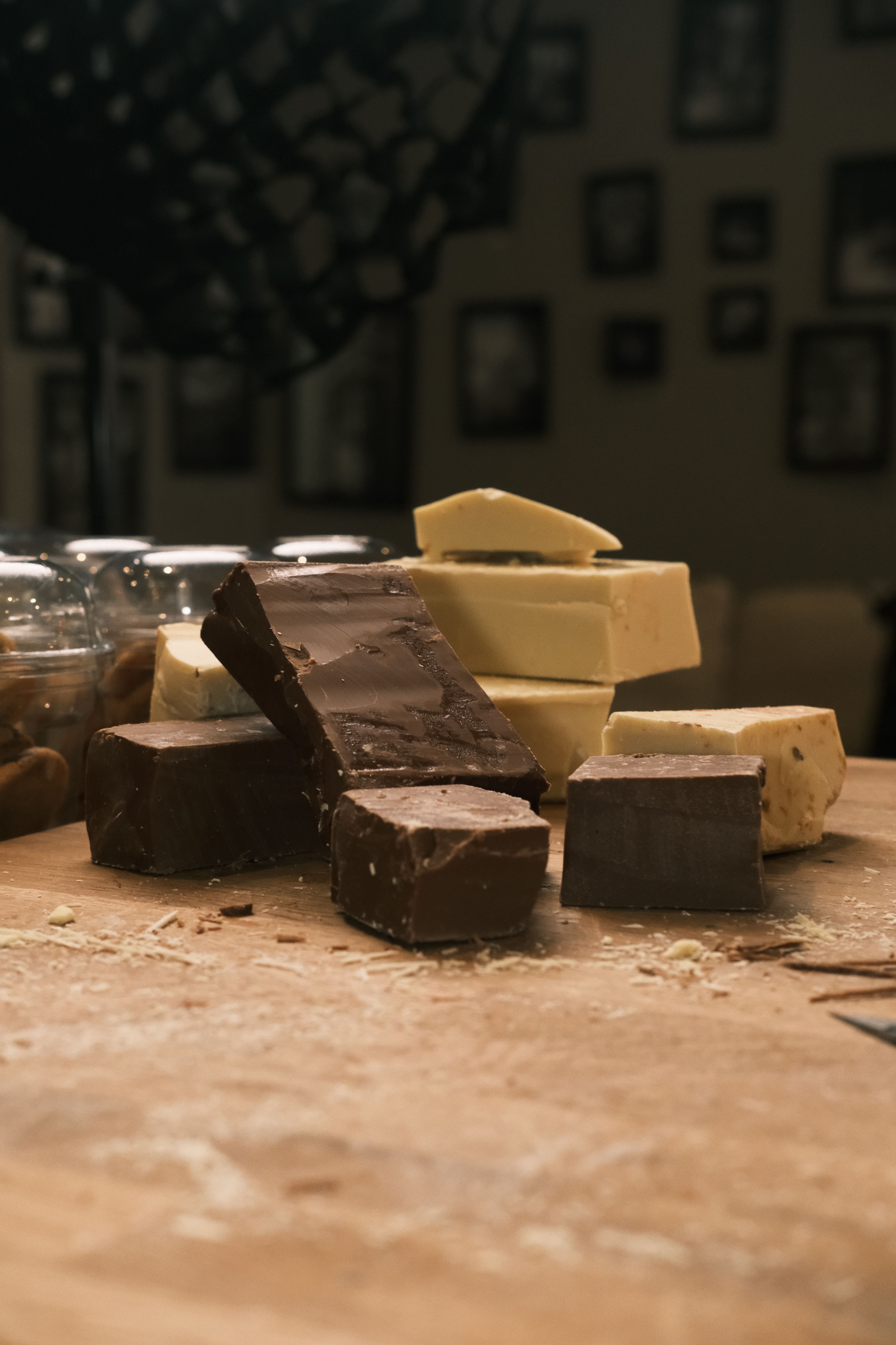 Gourmet Dark and White Chocolate Blocks Display · Free Stock Photo