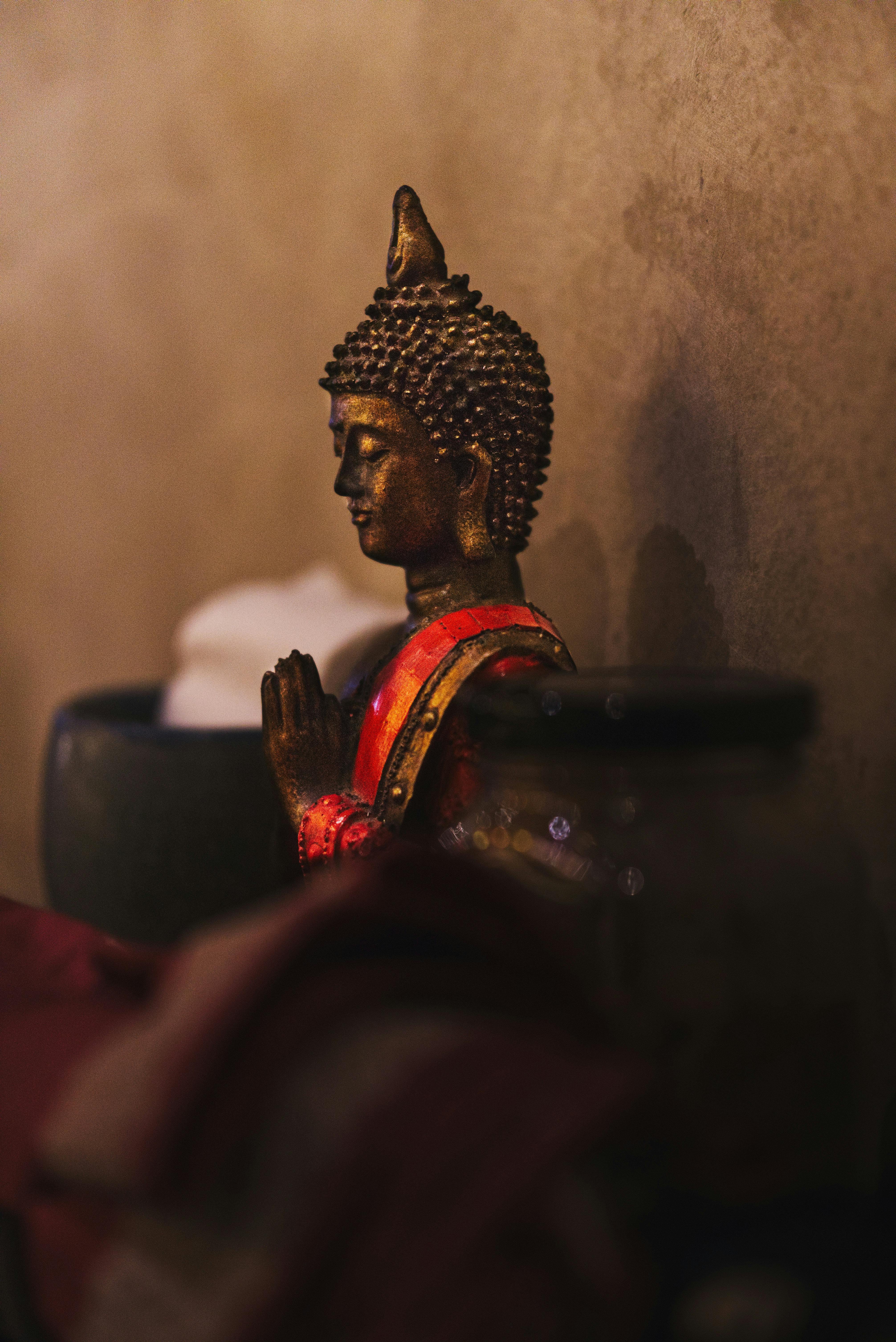 Peaceful Buddha statue amidst lush greenery outdoors · Free Stock Photo