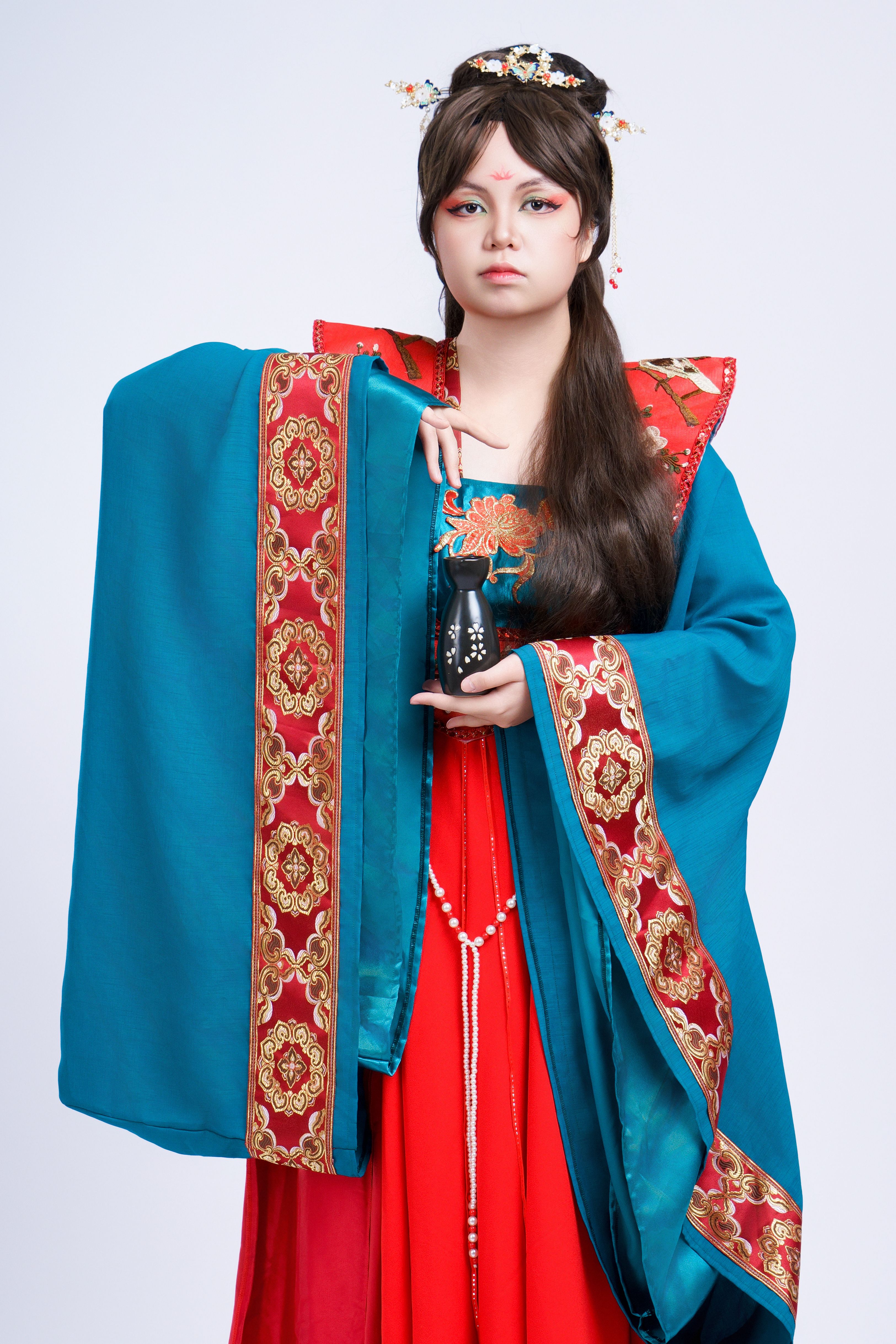 Traditional Chinese Costume with Embroidered Robe · Free Stock Photo