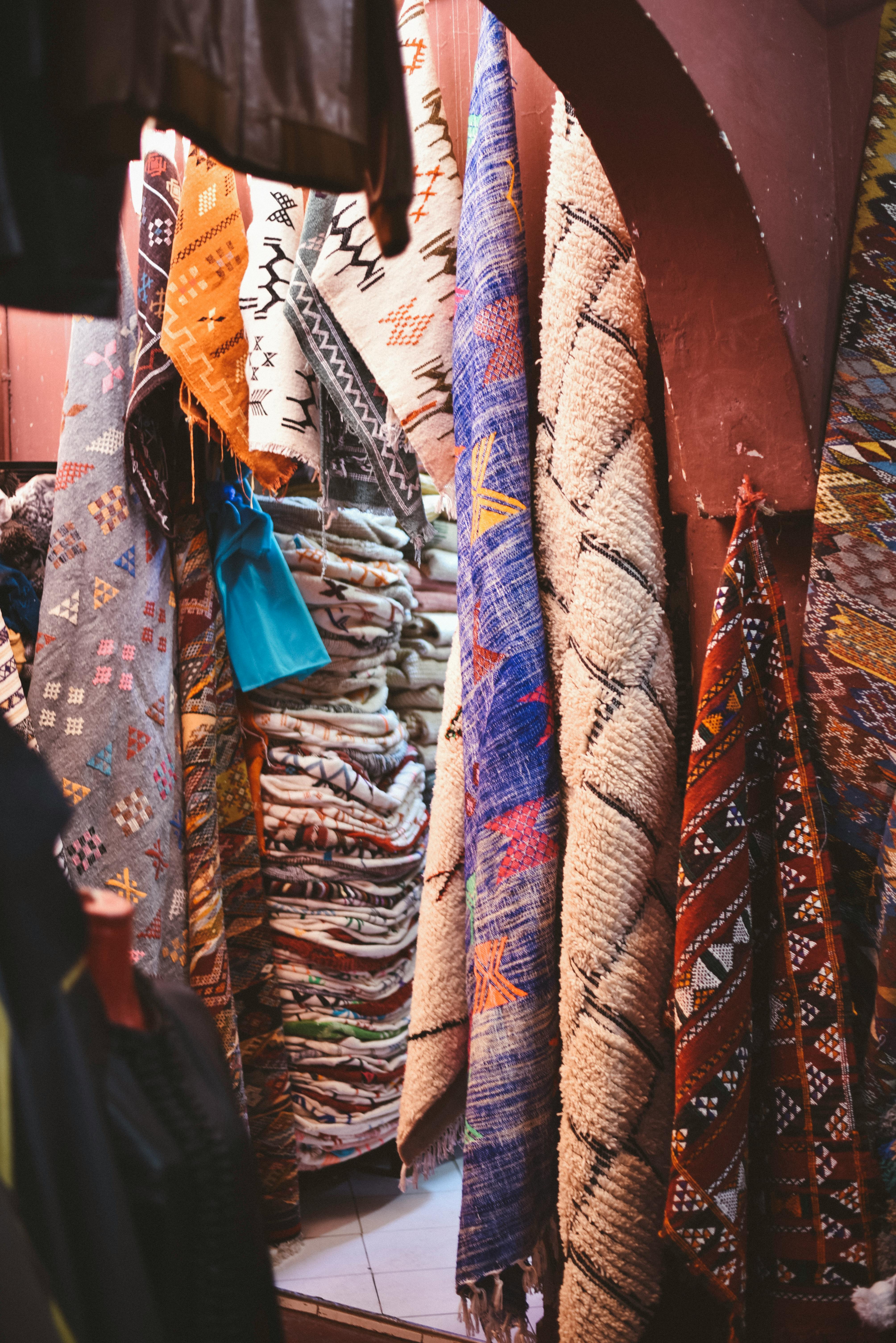 Traditional Moroccan Rugs in Agadir Market · Free Stock Photo