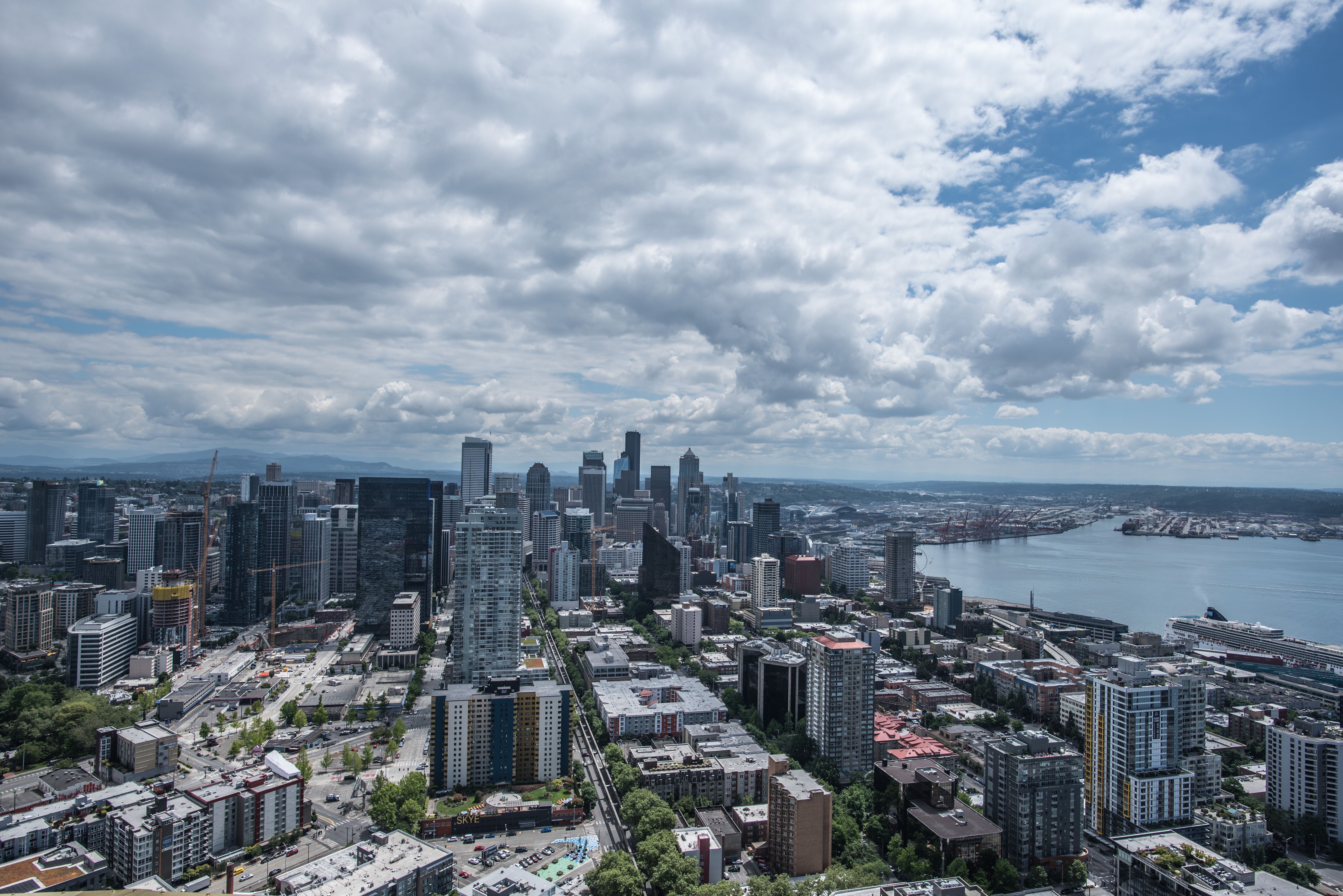 Panoramic View of Seattle Skyline and Puget Sound · Free Stock Photo