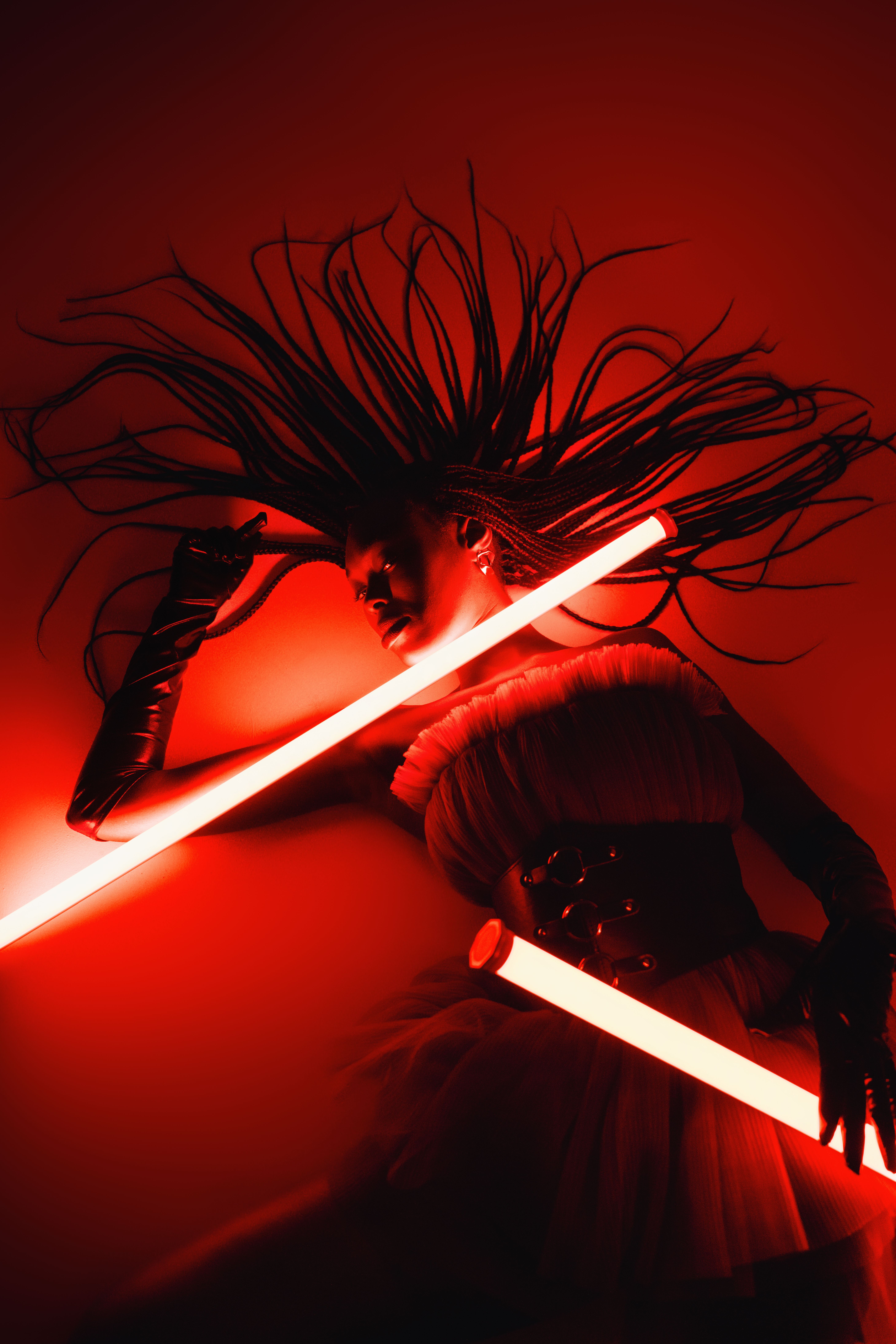 Edgy High Fashion Portrait with Neon Lights · Free Stock Photo