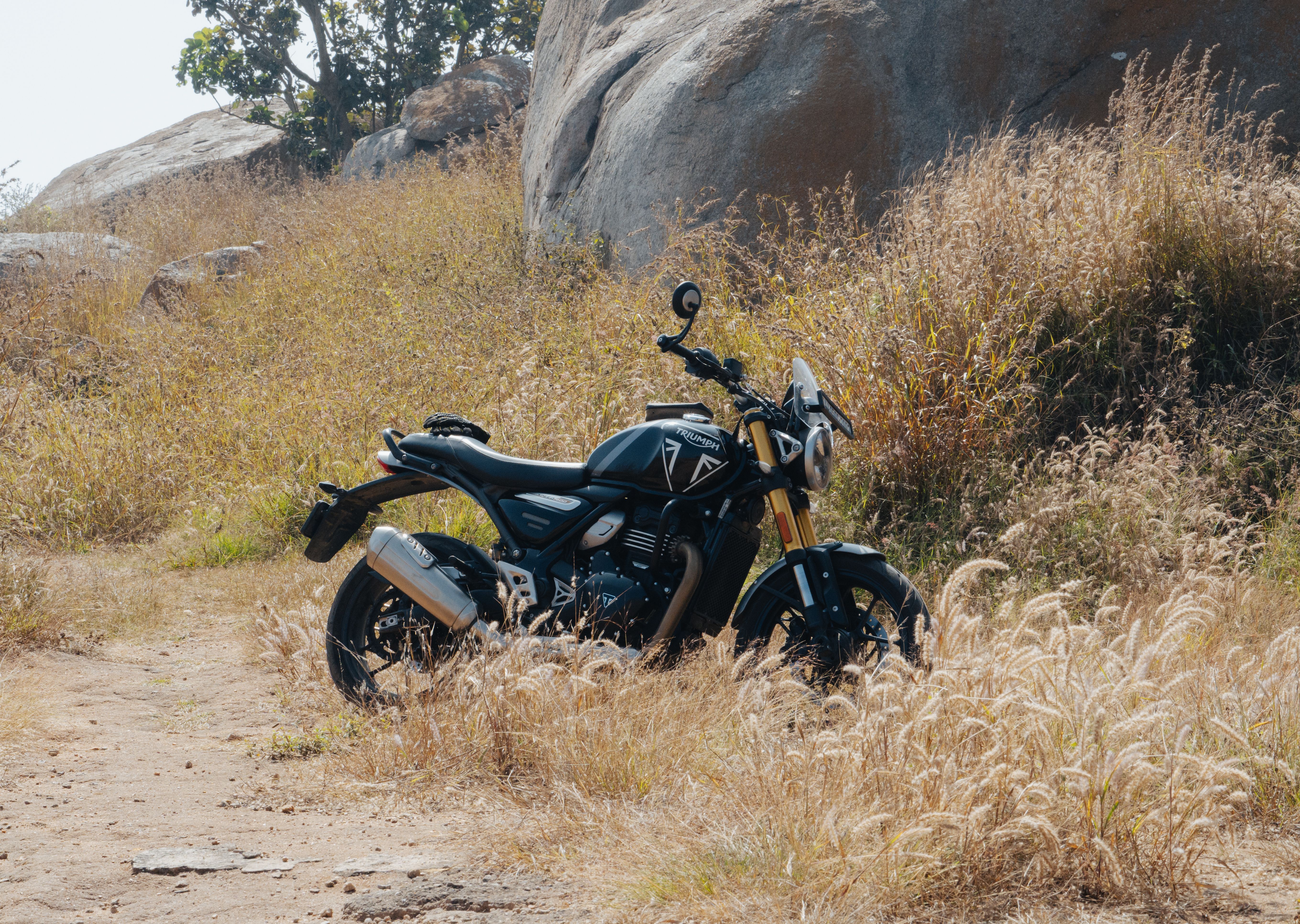 Black Motorcycle in Scenic Outdoor Setting · Free Stock Photo