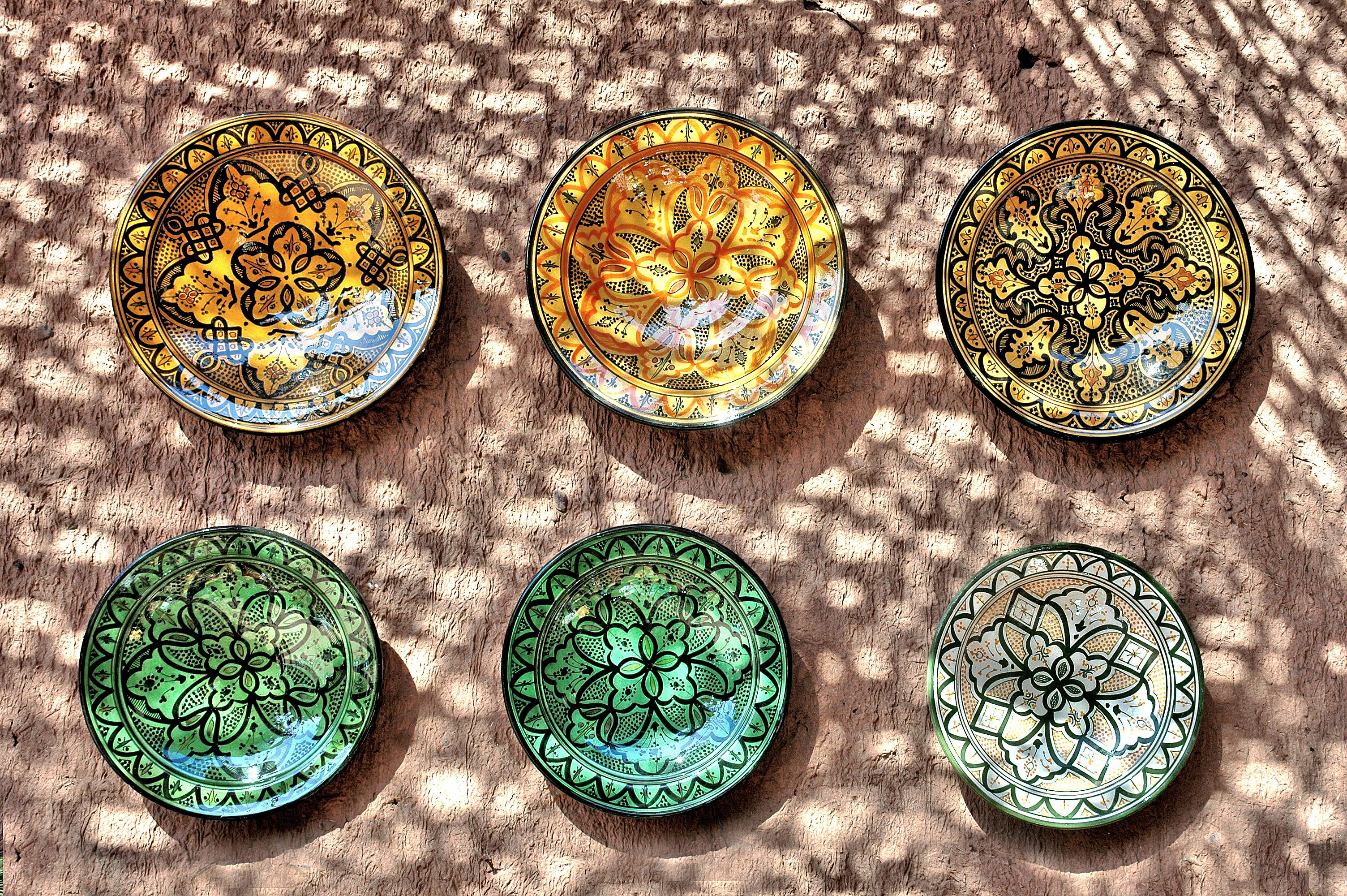 Traditional Moroccan Ceramic Plates Display · Free Stock Photo