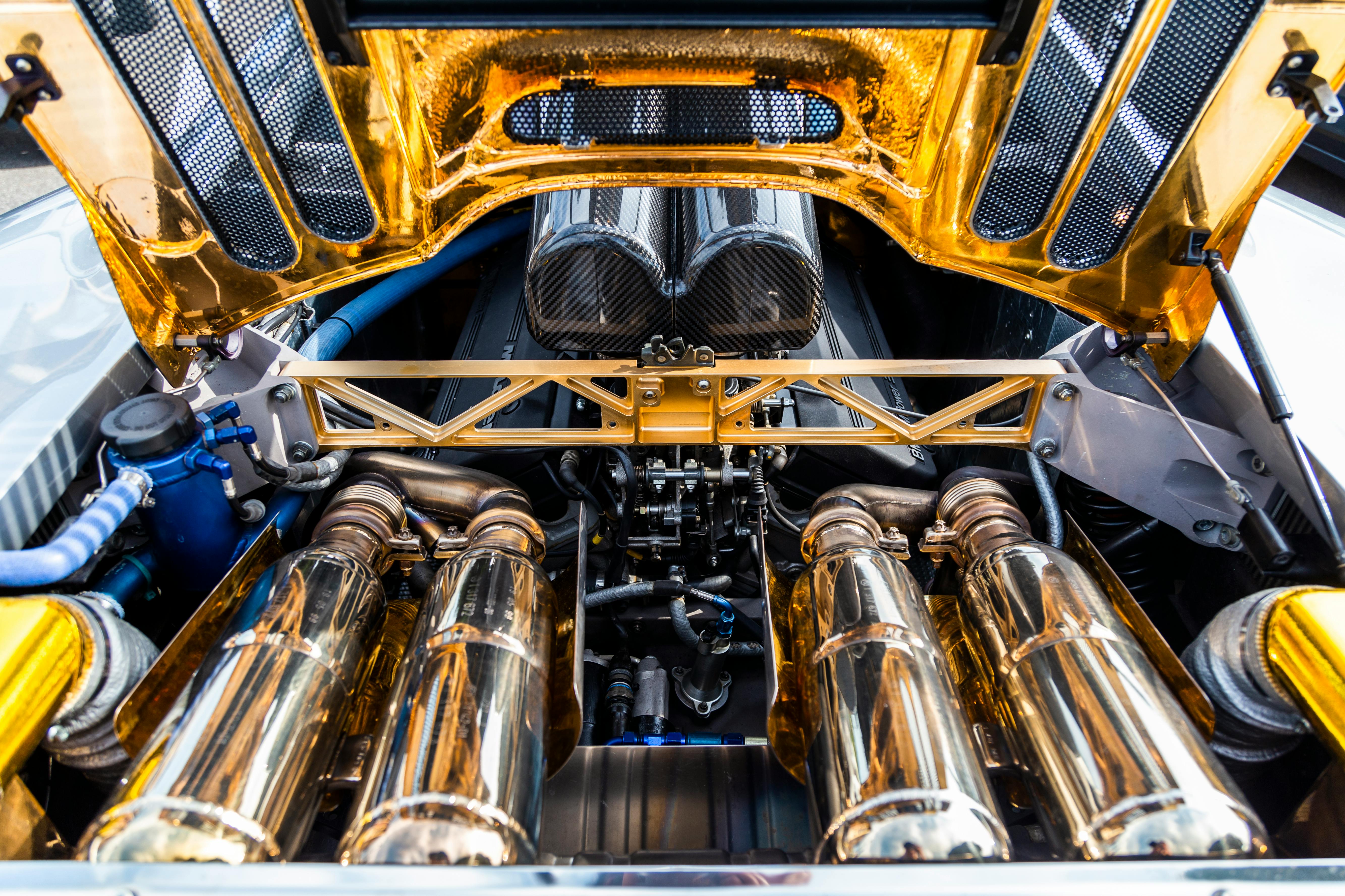 Luxury Car Engine with Gold Plating · Free Stock Photo