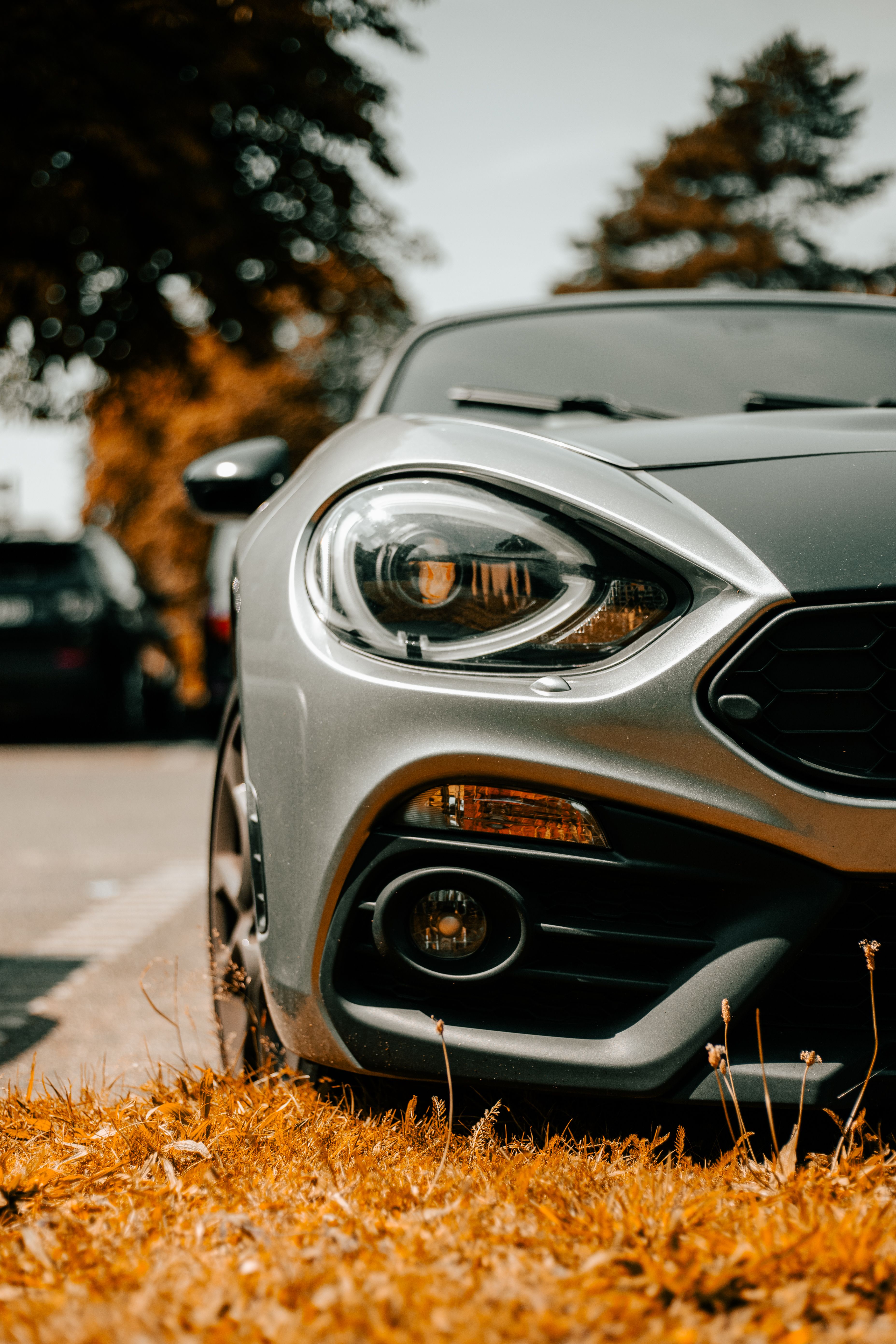 Close-up of Modern Car on Autumn Street · Free Stock Photo