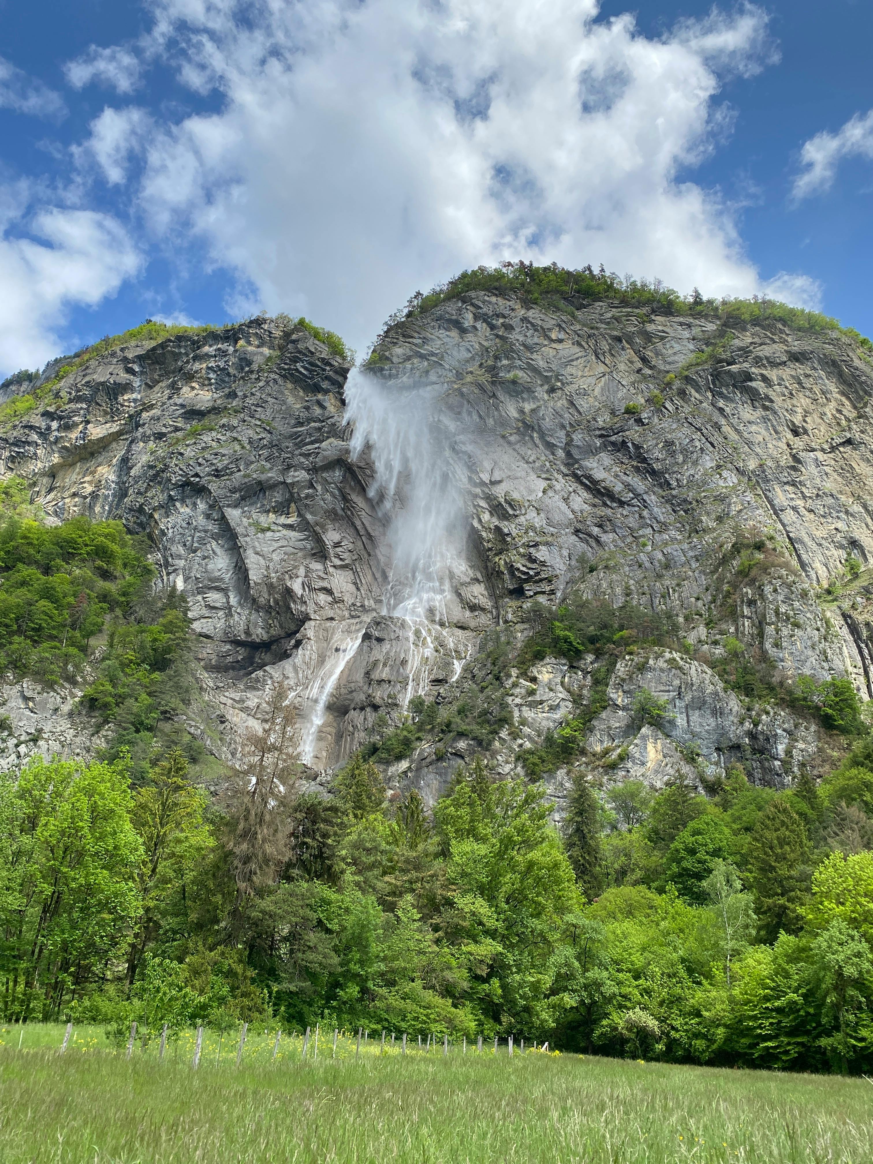 Majestic Waterfall in Swiss Alps Scenic View · Free Stock Photo