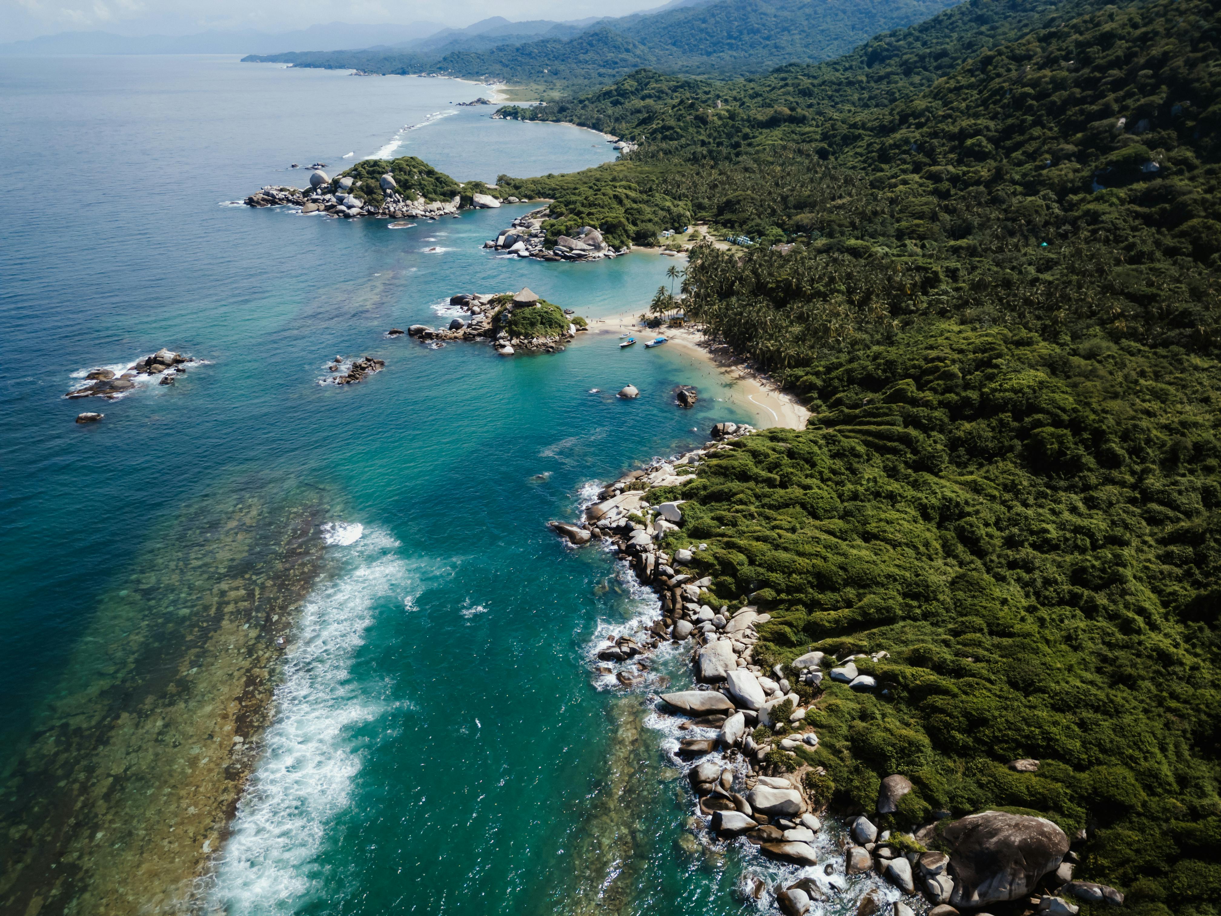 Aerial View of Lush Colombian Coastline · Free Stock Photo