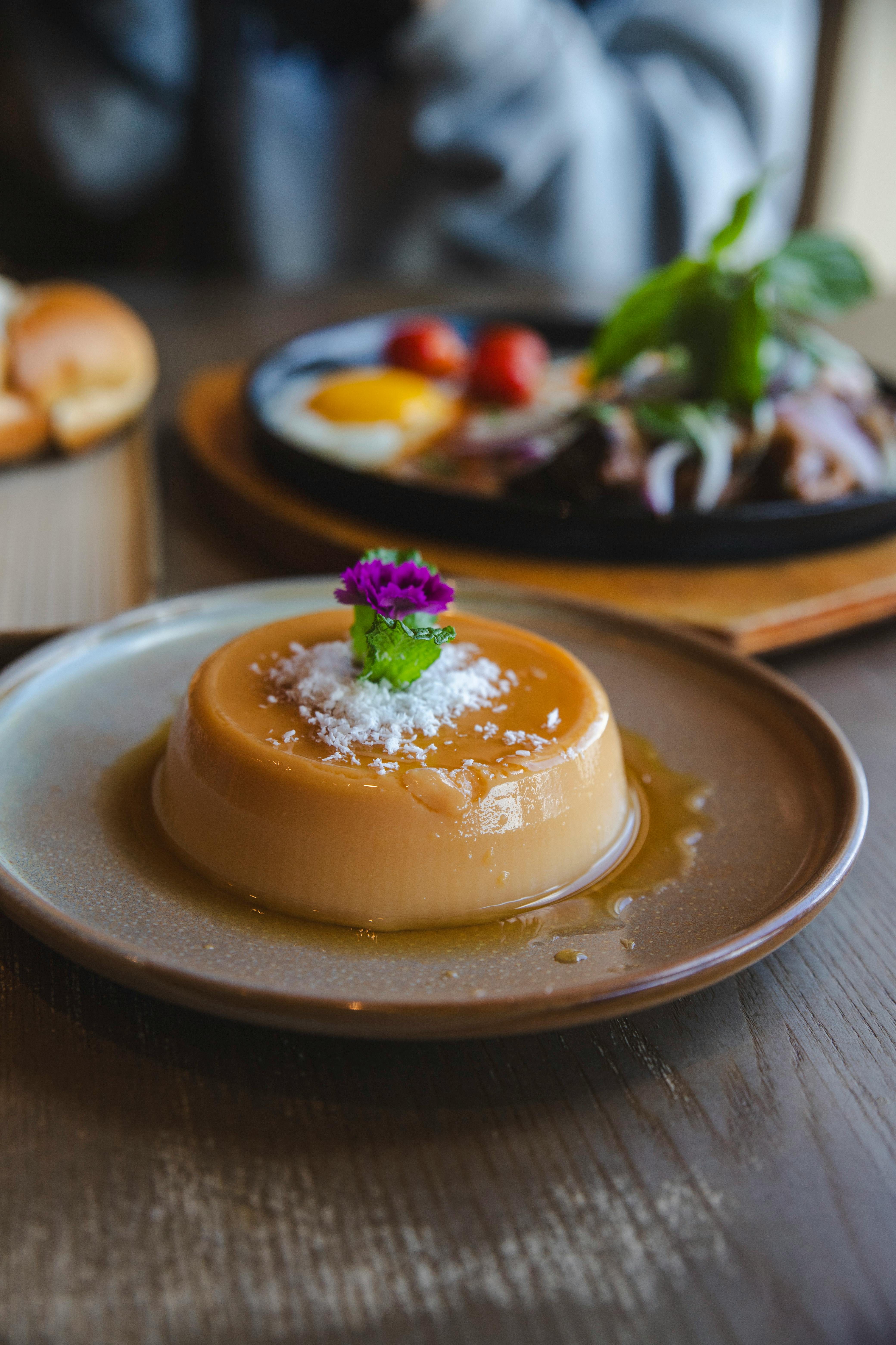 Delicious Caramel Flan Dessert with Garnish · Free Stock Photo
