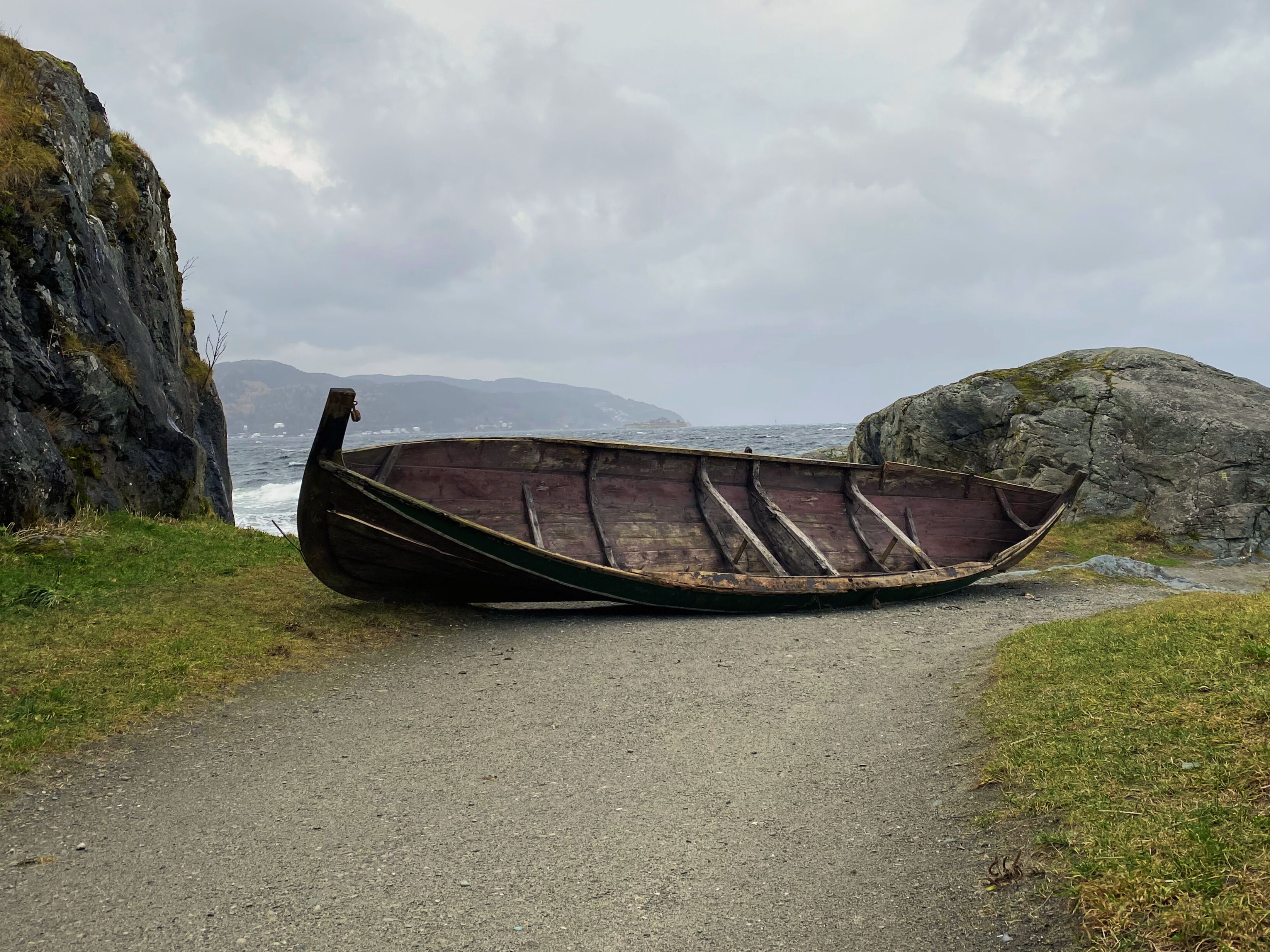 Viking Boat Along Rugged Coast in Trondheim, Norway · Free Stock Photo