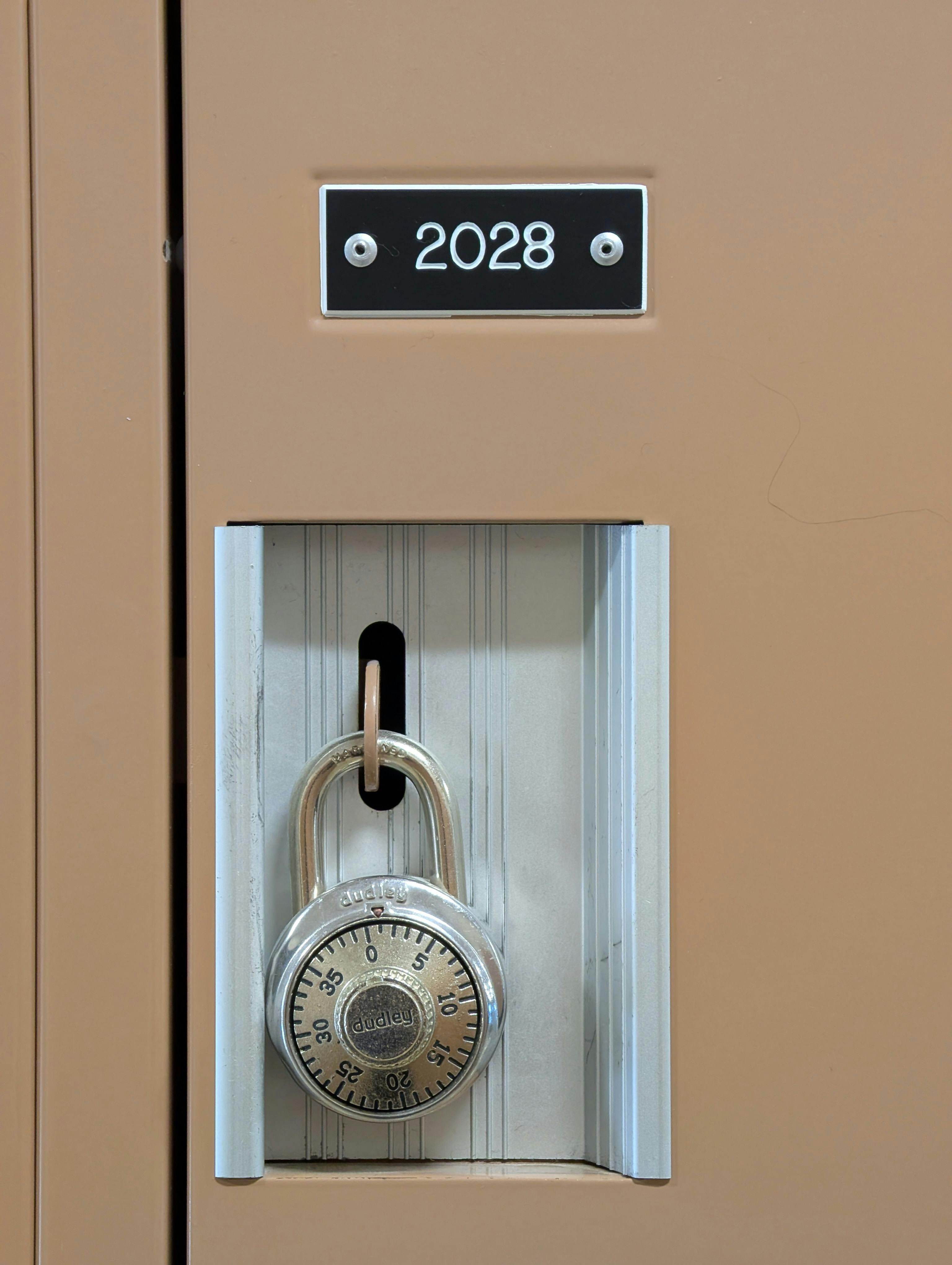 Brown Locker with Padlock in Educational Setting · Free Stock Photo