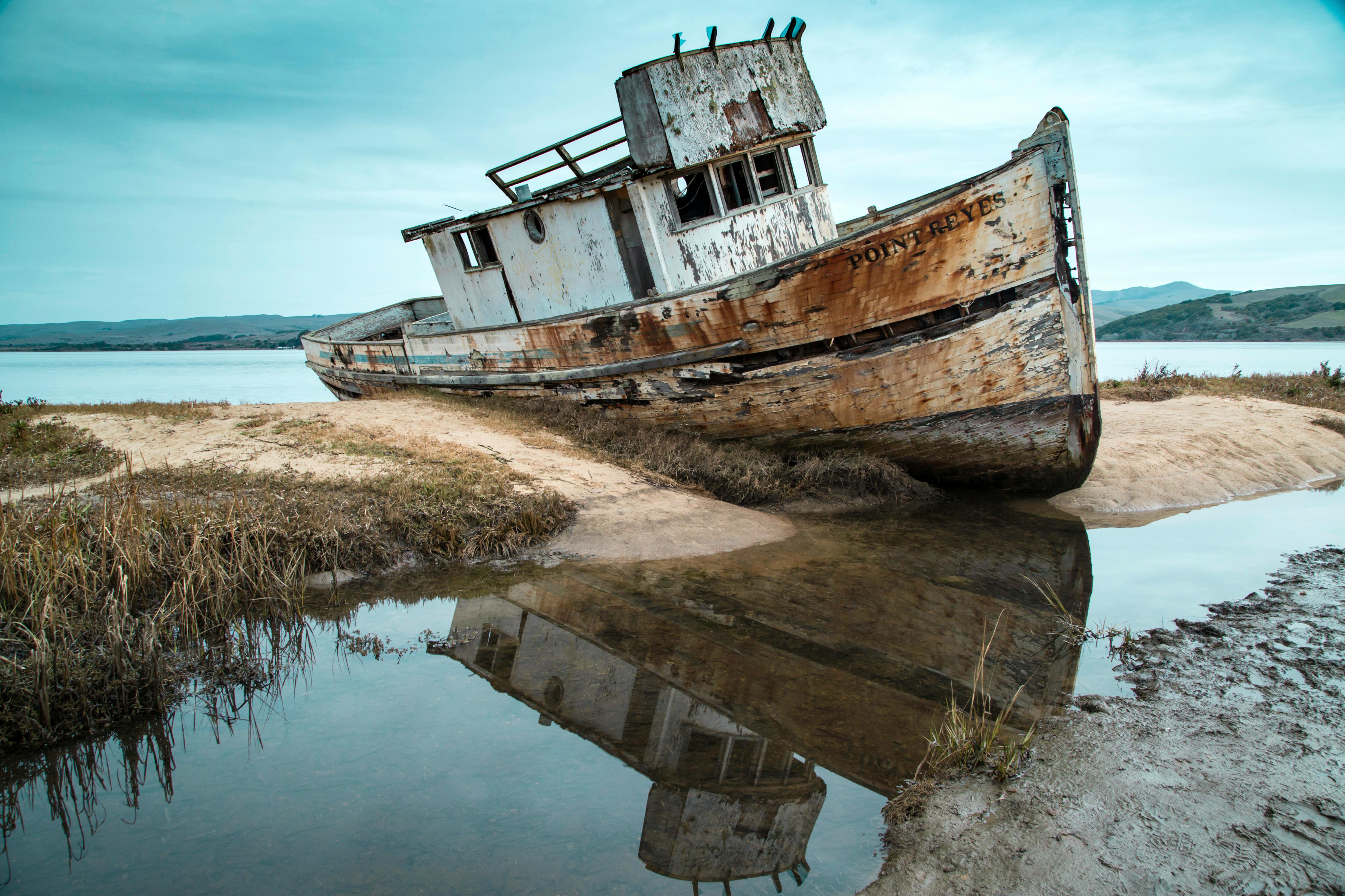 Rustic Point Reyes Shipwreck by Sea · Free Stock Photo