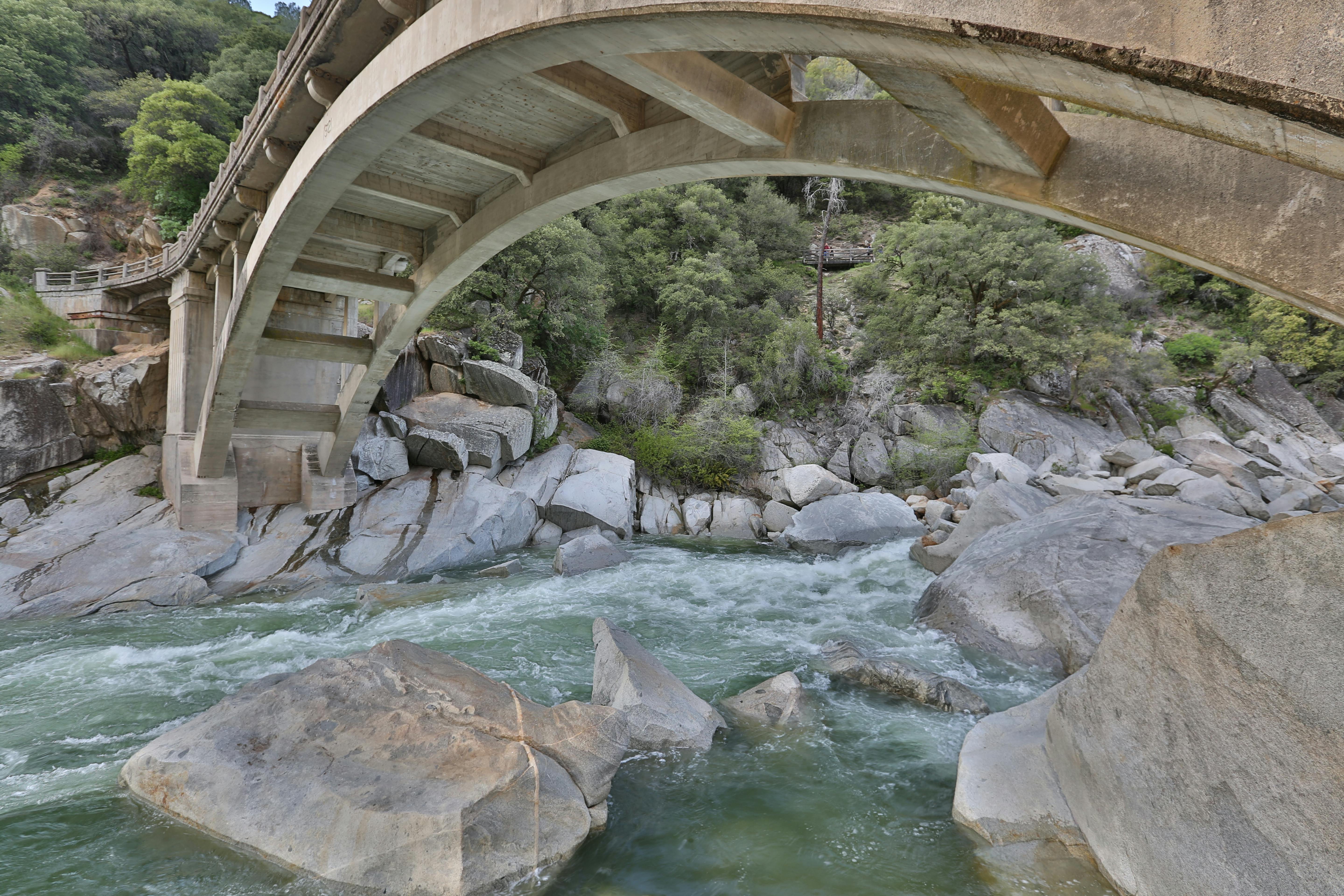 Concrete Bridge over Rocky River in Nature · Free Stock Photo