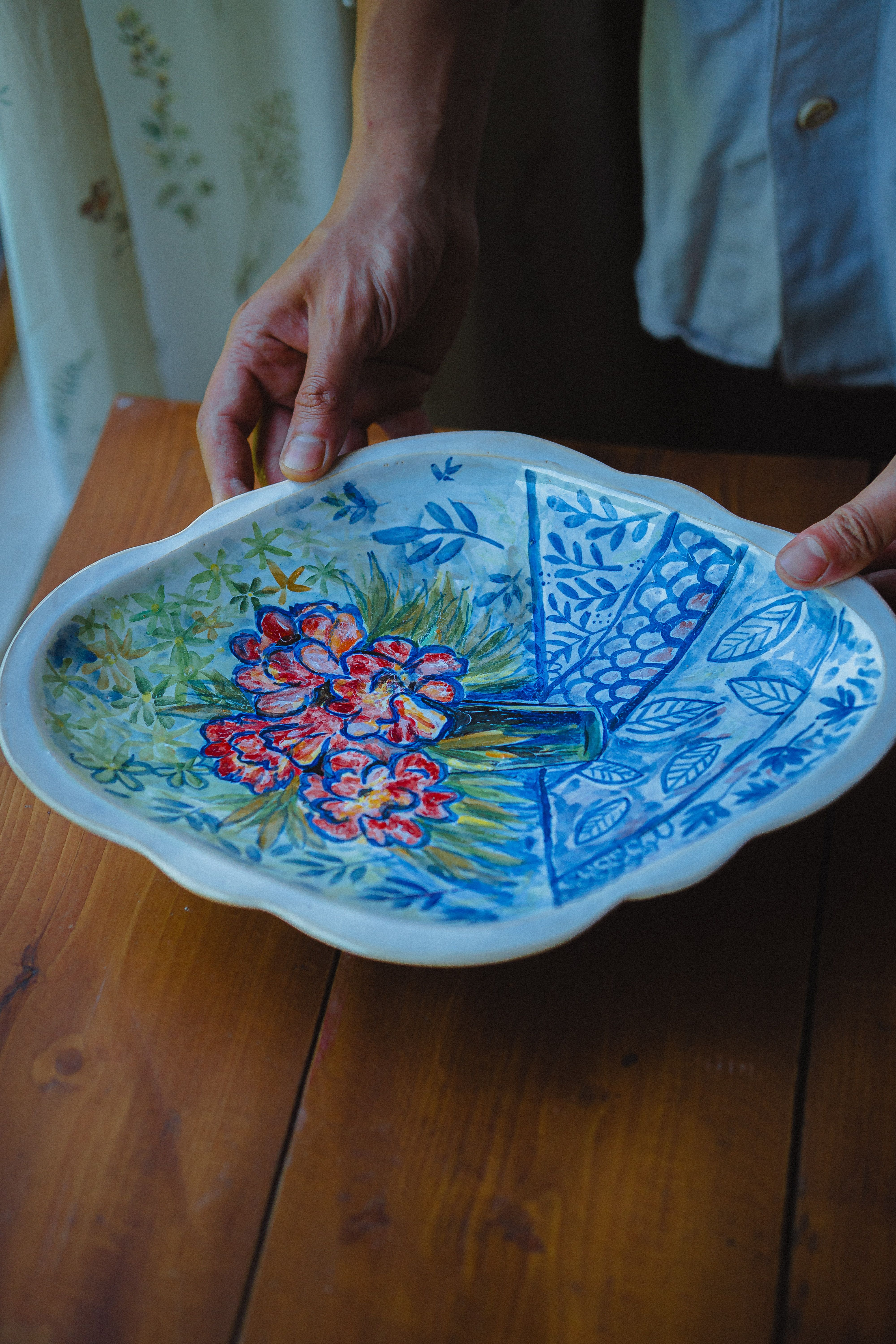 Handcrafted Ceramic Plate with Floral Design · Free Stock Photo