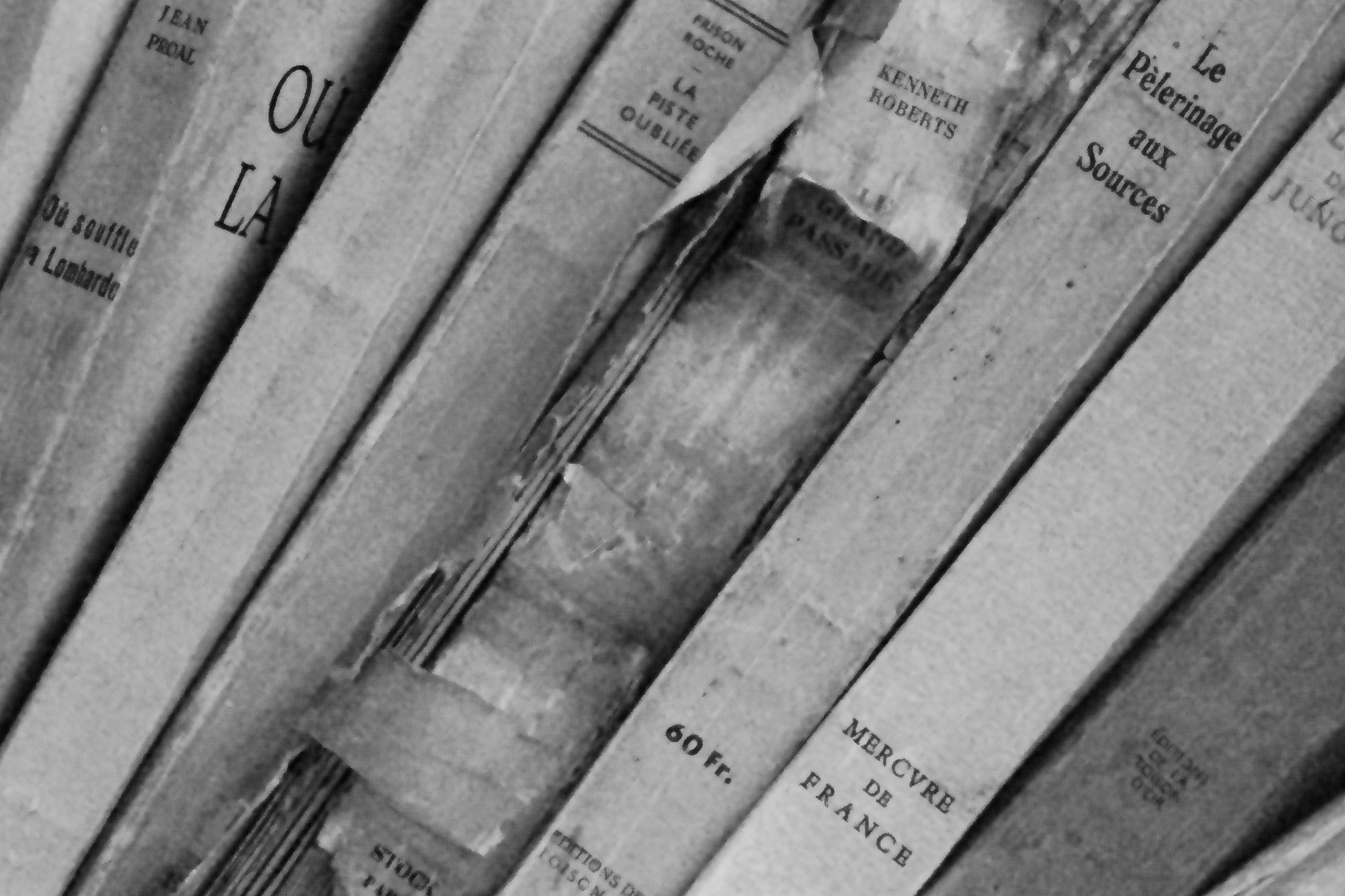Vintage Antique Books in Monochrome Library Setting · Free Stock Photo