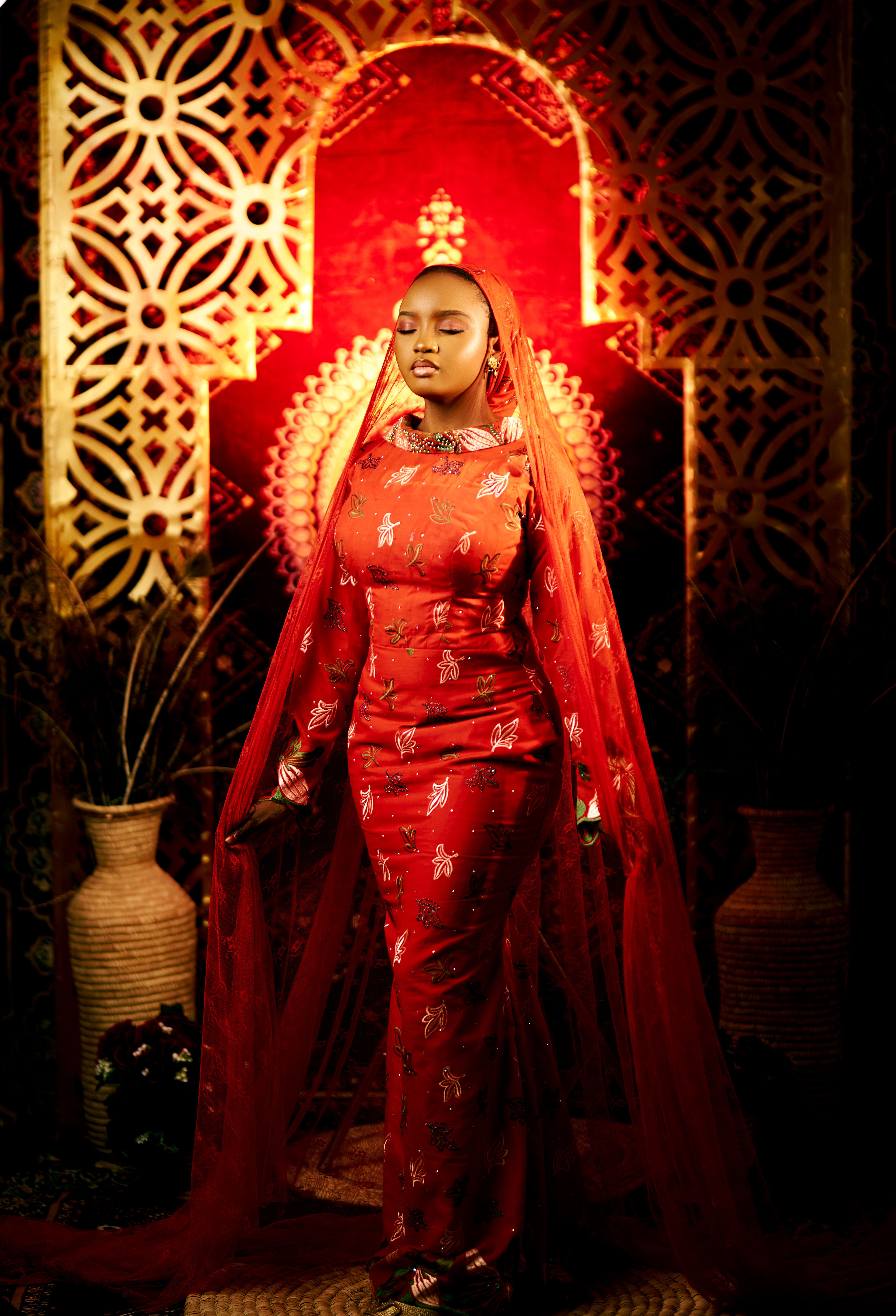 Elegant Woman in Traditional Red Dress · Free Stock Photo