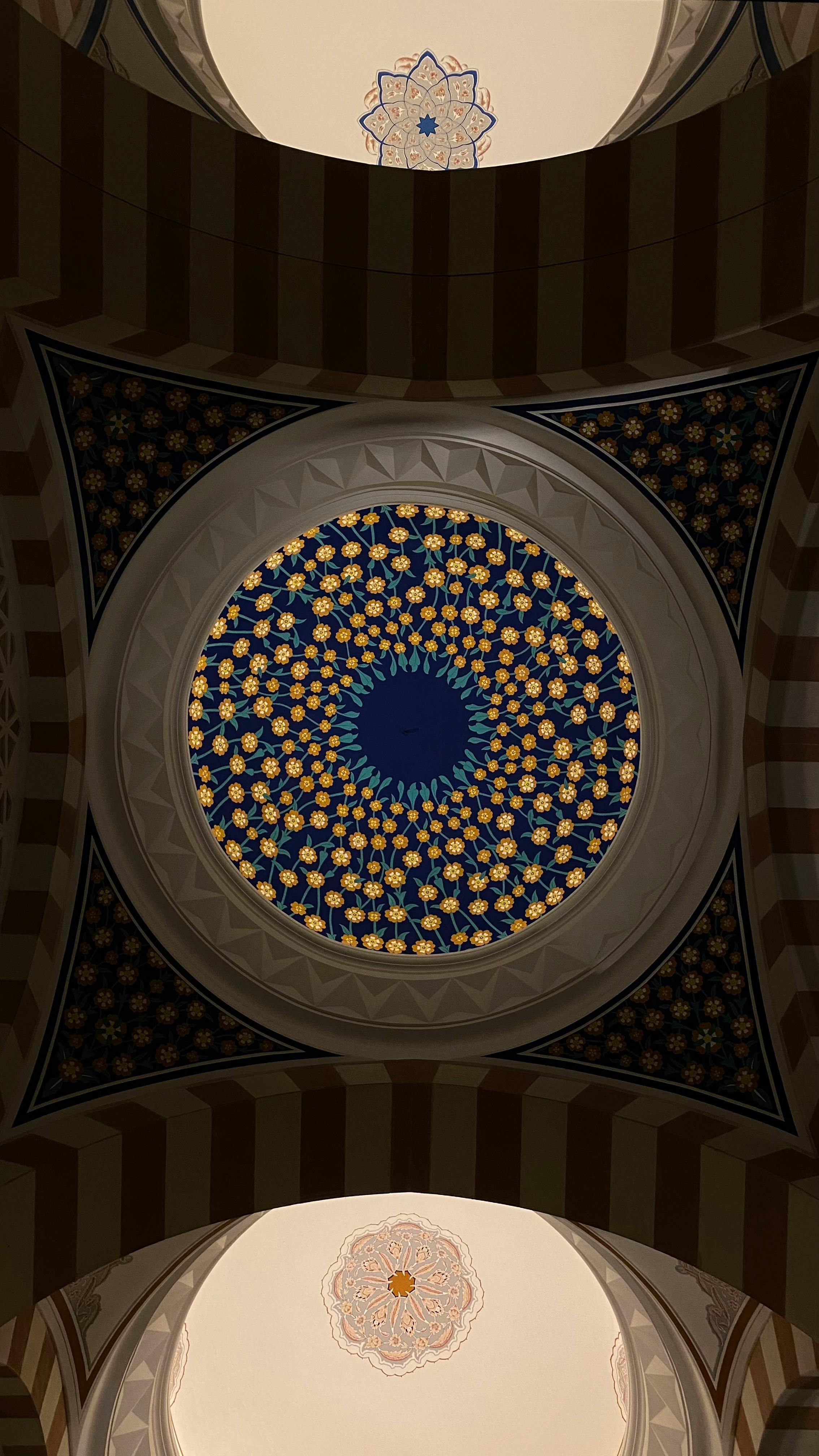 Intricate Geometric Patterns on Mosque Ceiling · Free Stock Photo