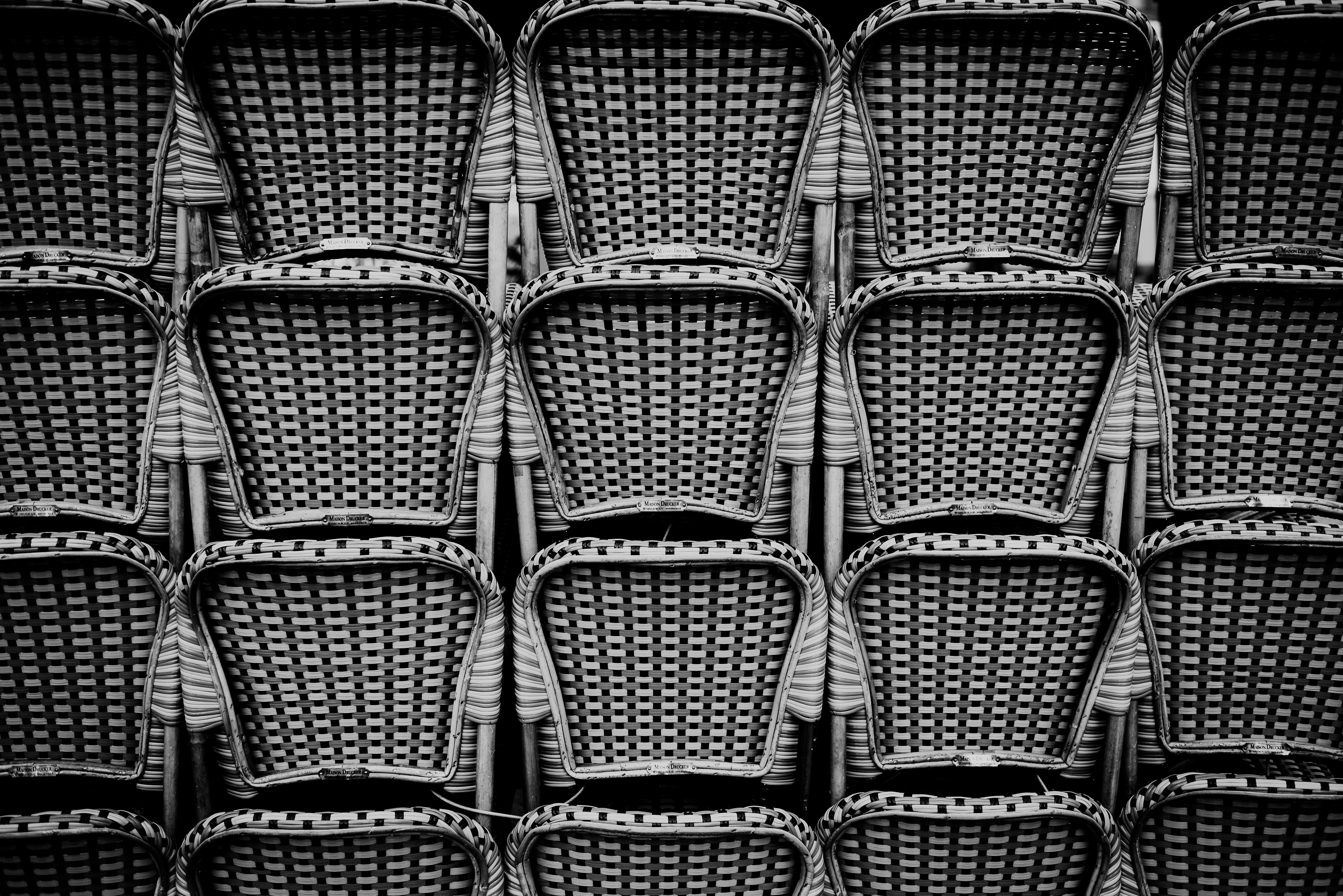 Black and White Wicker Chairs Les Champs Libres · Free Stock Photo