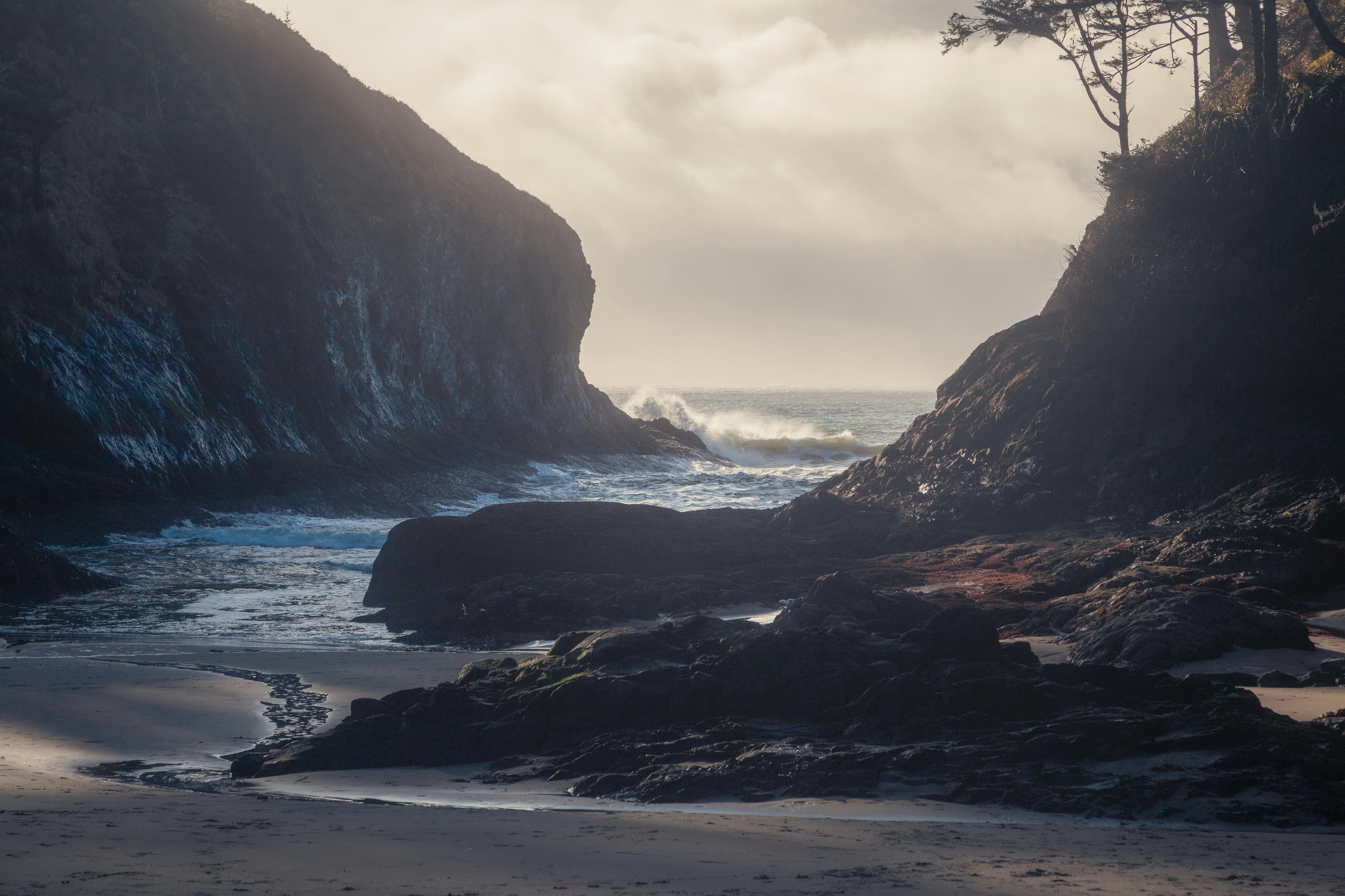 Dramatic Pacific Northwest Coastal Cove at Sunset · Free Stock Photo
