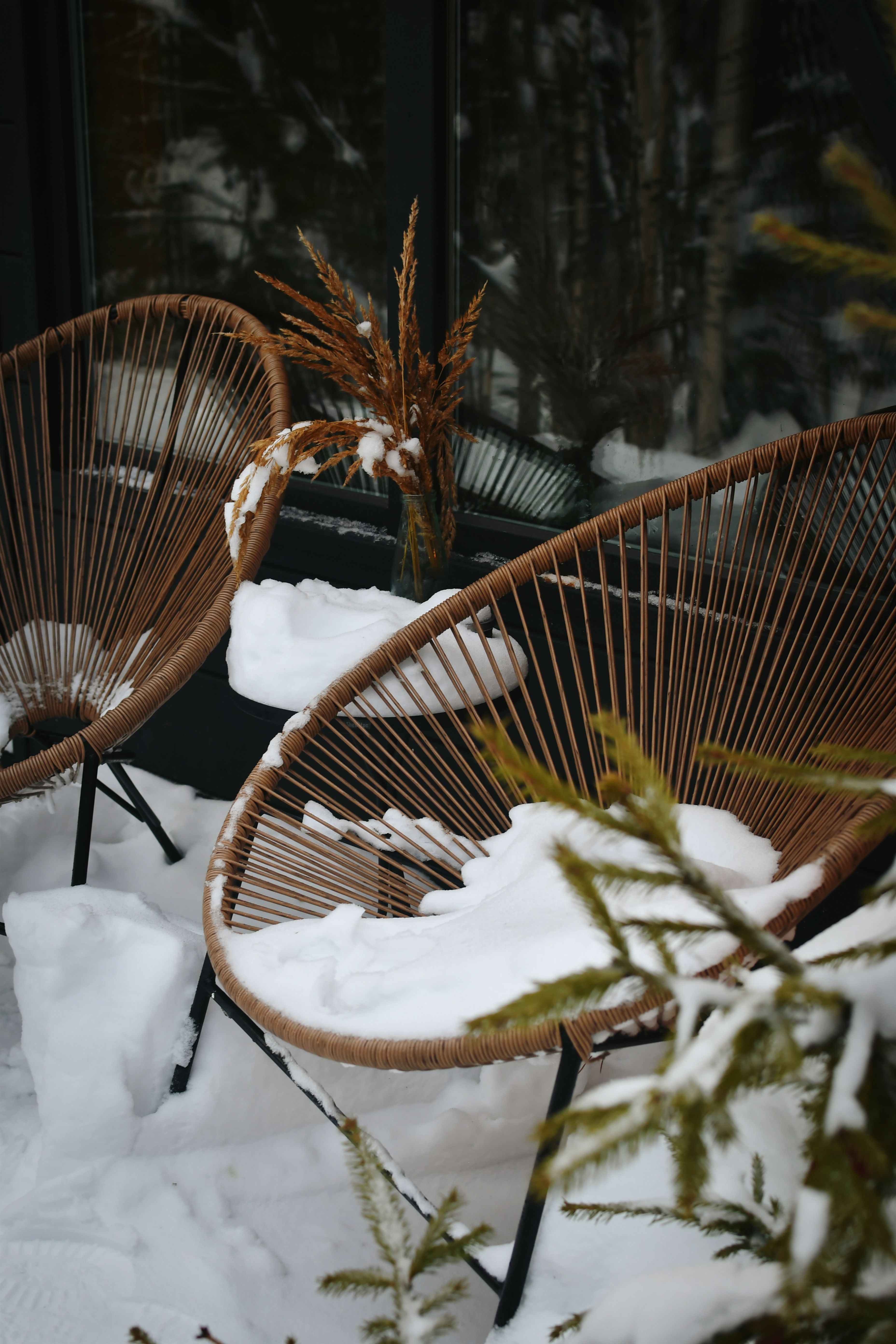 Winter Patio Chairs Covered in Snow · Free Stock Photo