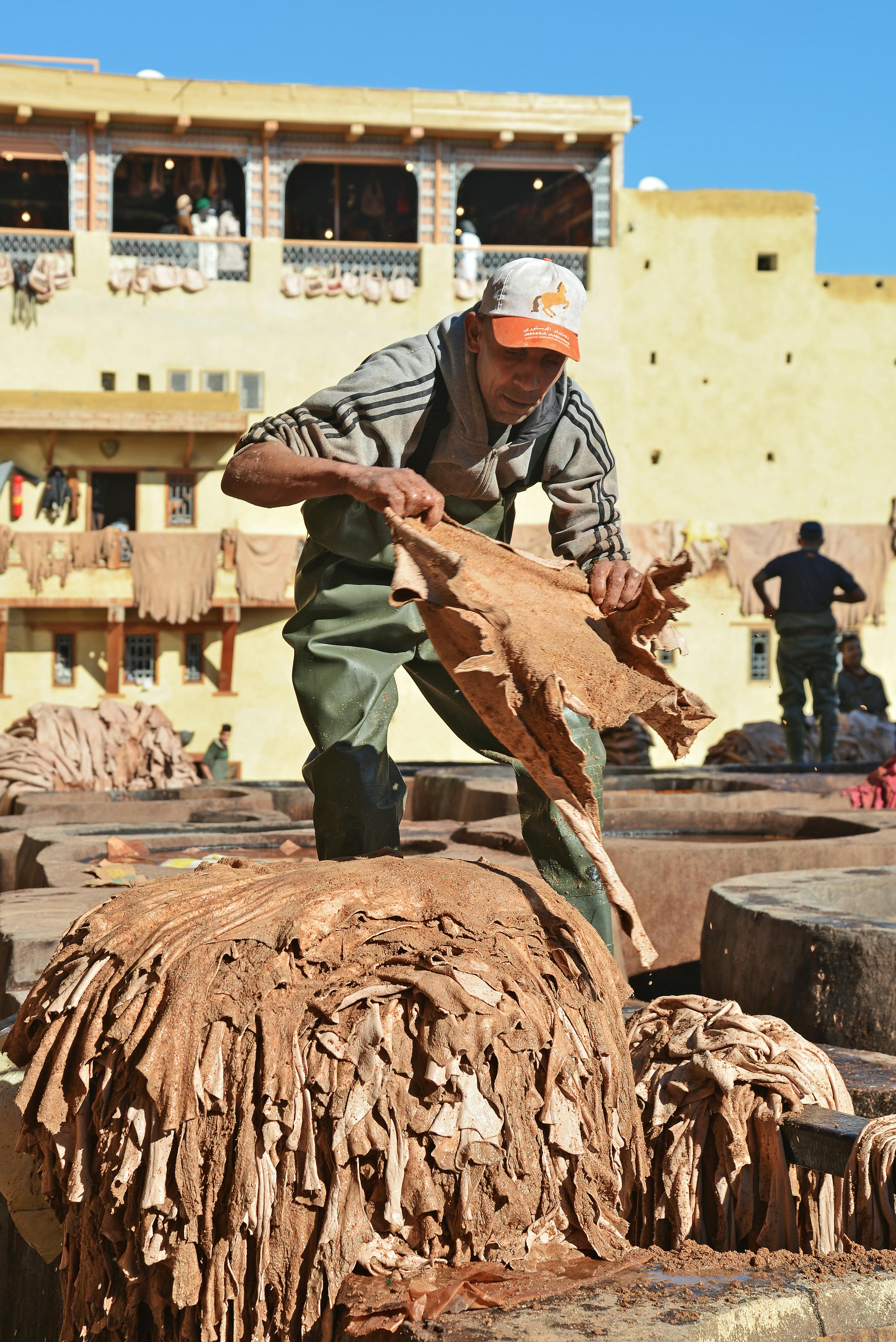 Traditional Leather Tanner in Fès Medina · Free Stock Photo