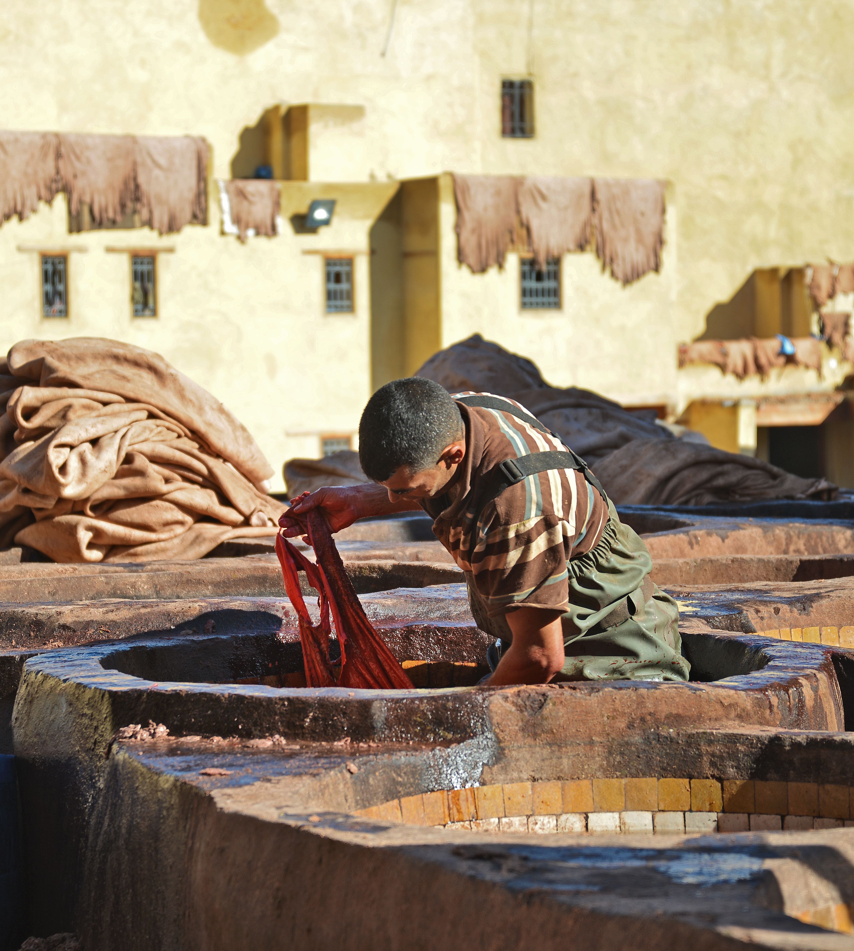 Traditional Moroccan Tanner in Fès Medina · Free Stock Photo