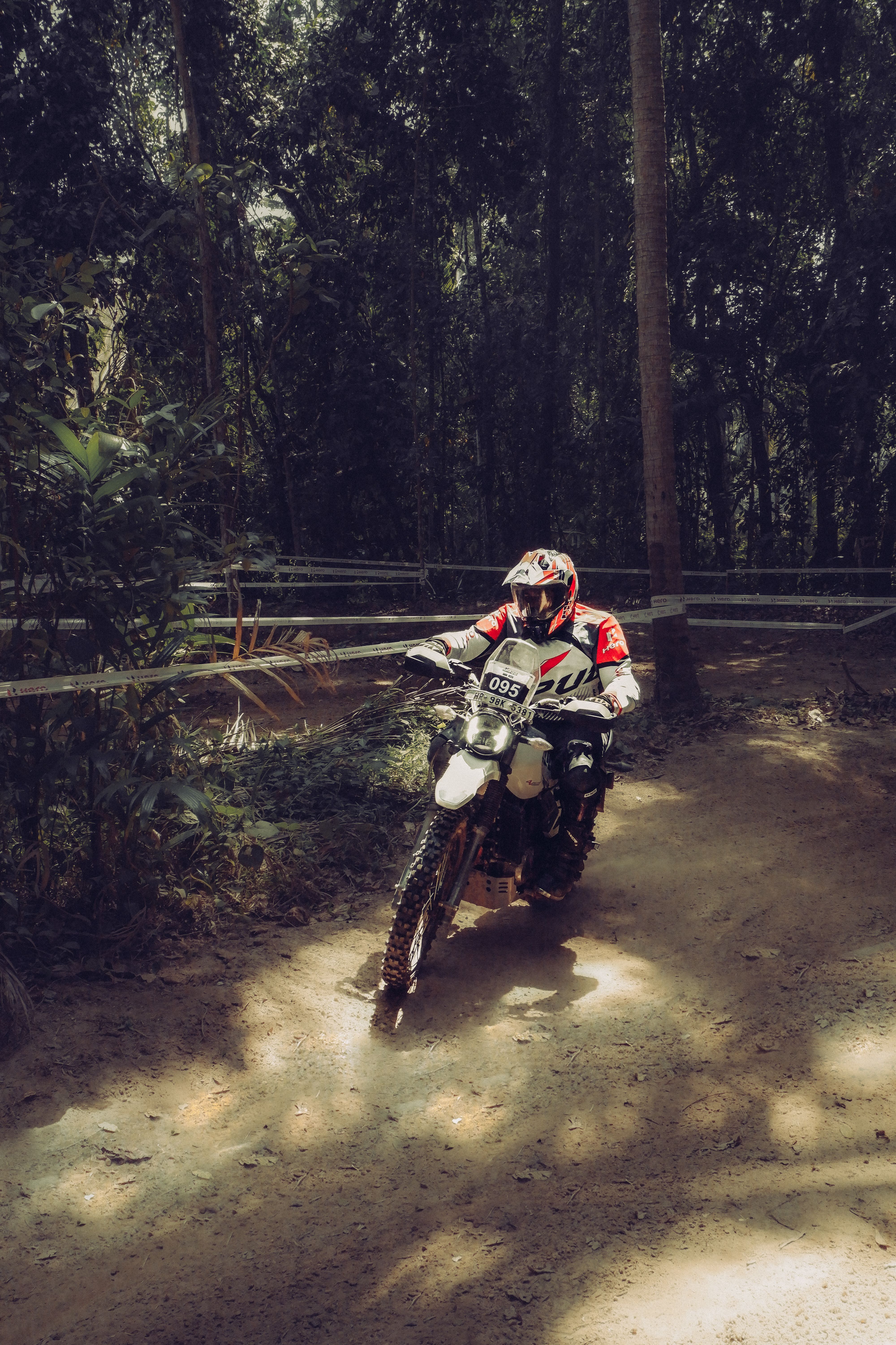 Motocross Rider Navigating Forest Trail · Free Stock Photo