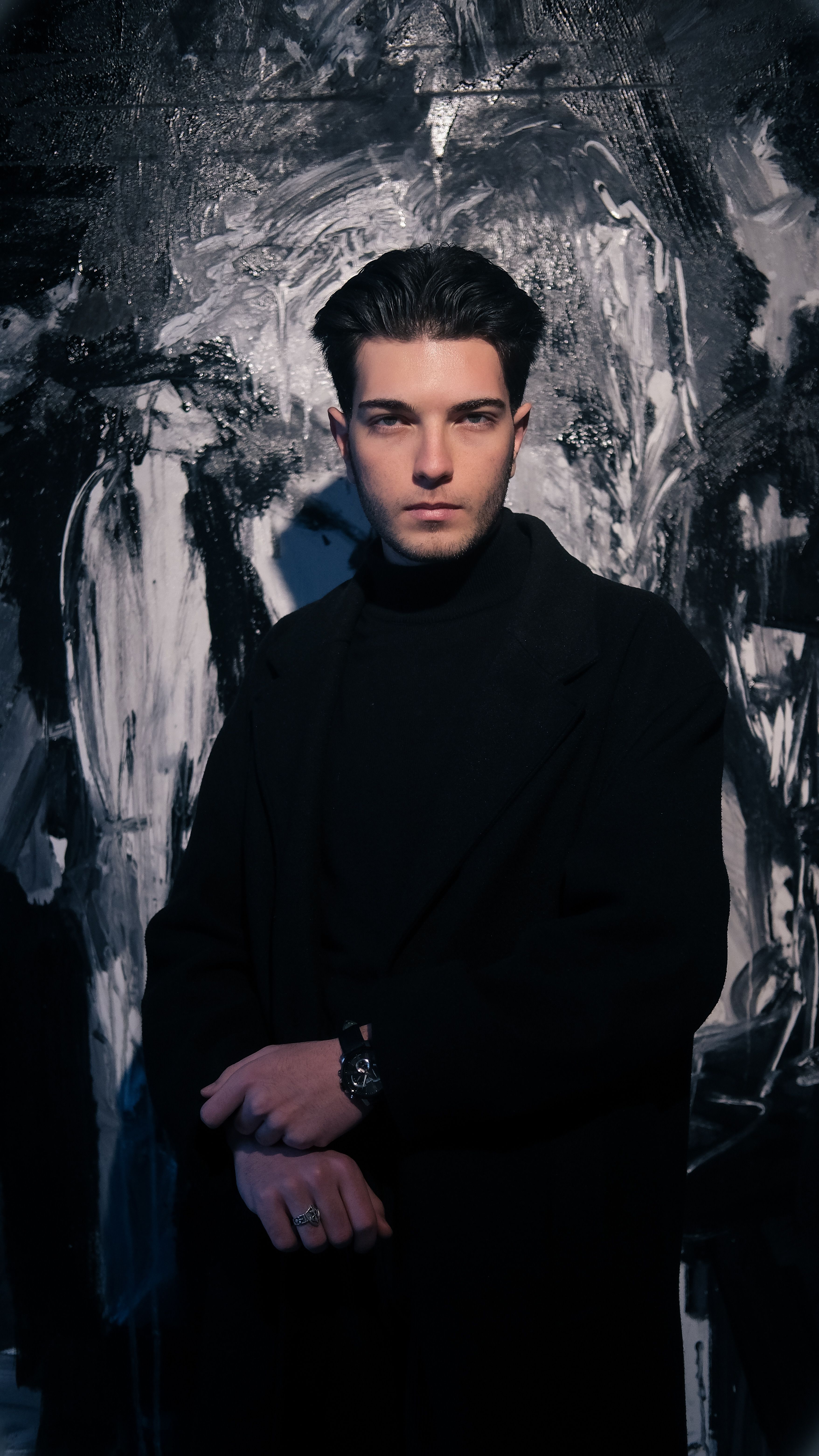 Moody Portrait of a Young Man Against Abstract Background · Free Stock ...