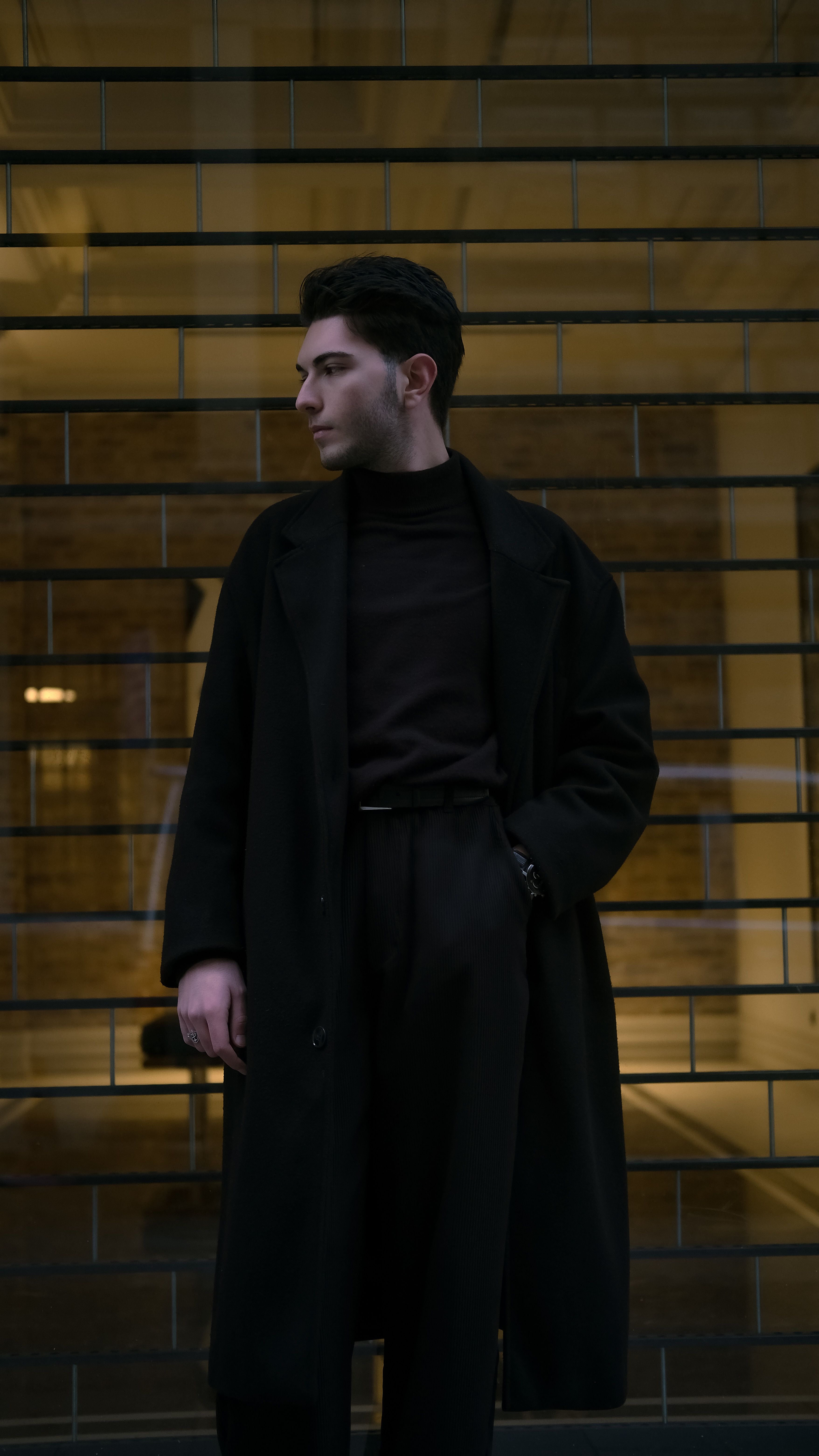 Stylish Modern Man in Black Urban Outfit at Night · Free Stock Photo