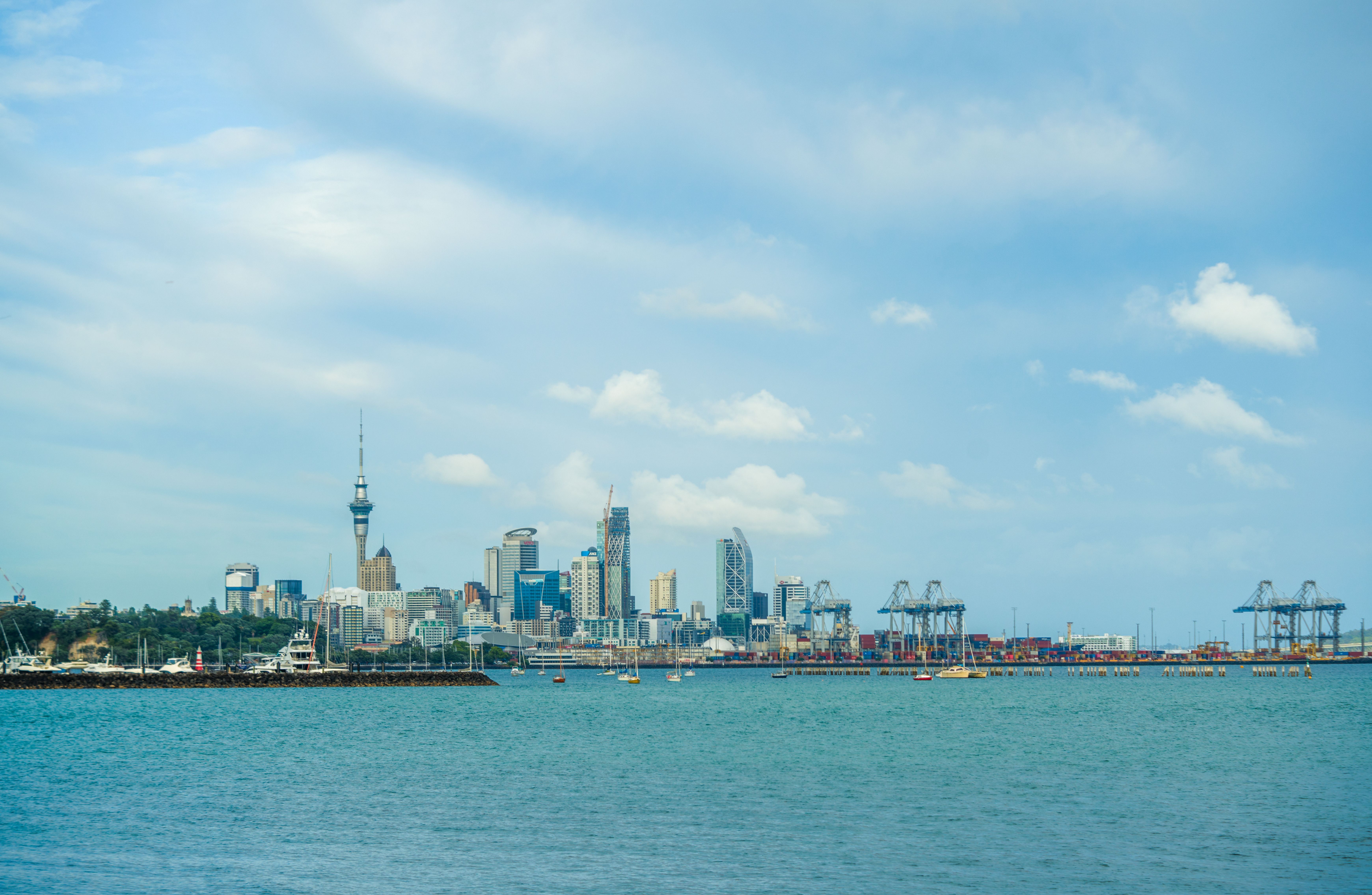 Auckland Skyline with Harbor View Under Blue Sky · Free Stock Photo