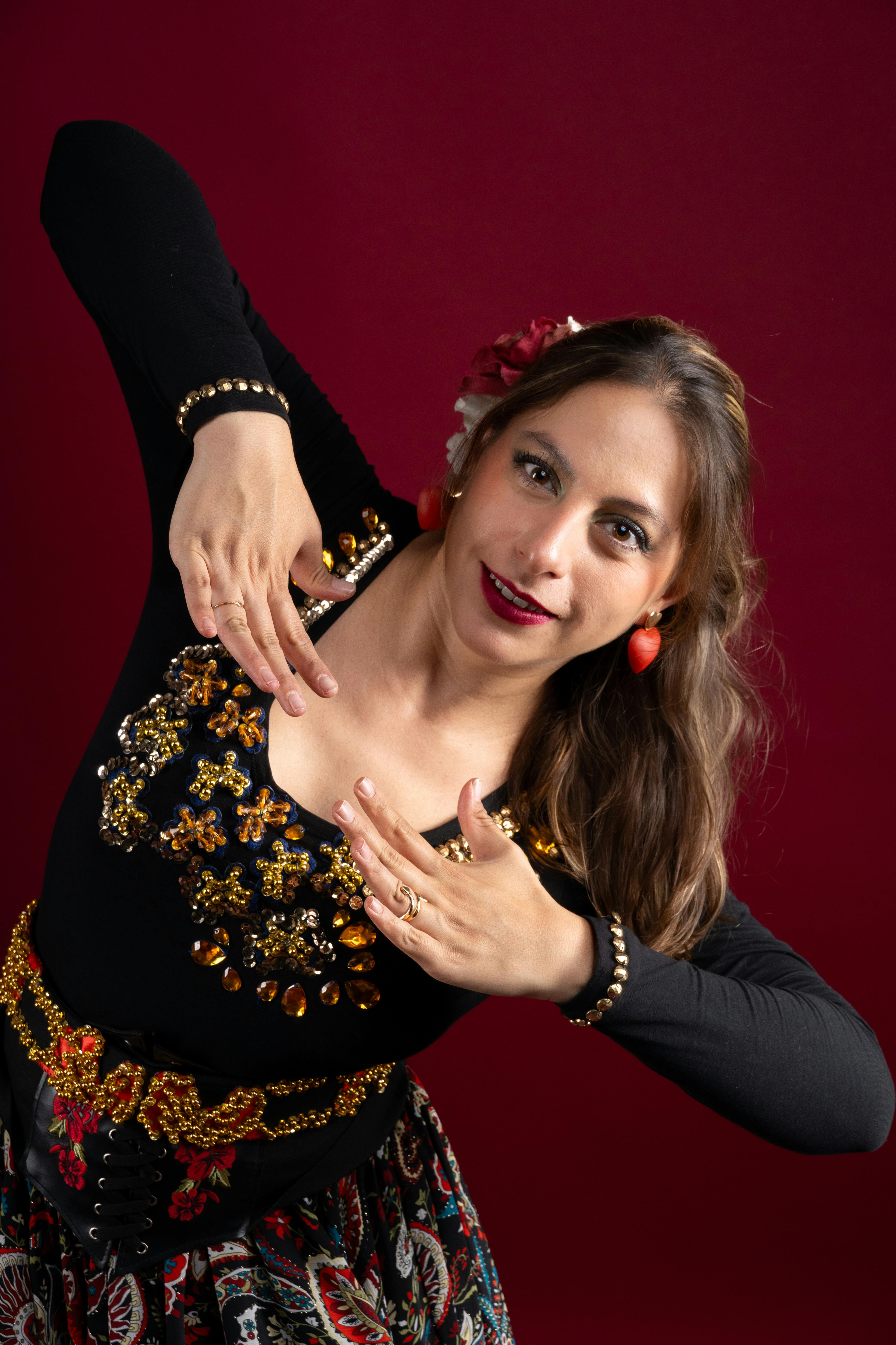 Colorful Romani Dance Portrait with Elegant Attire · Free Stock Photo