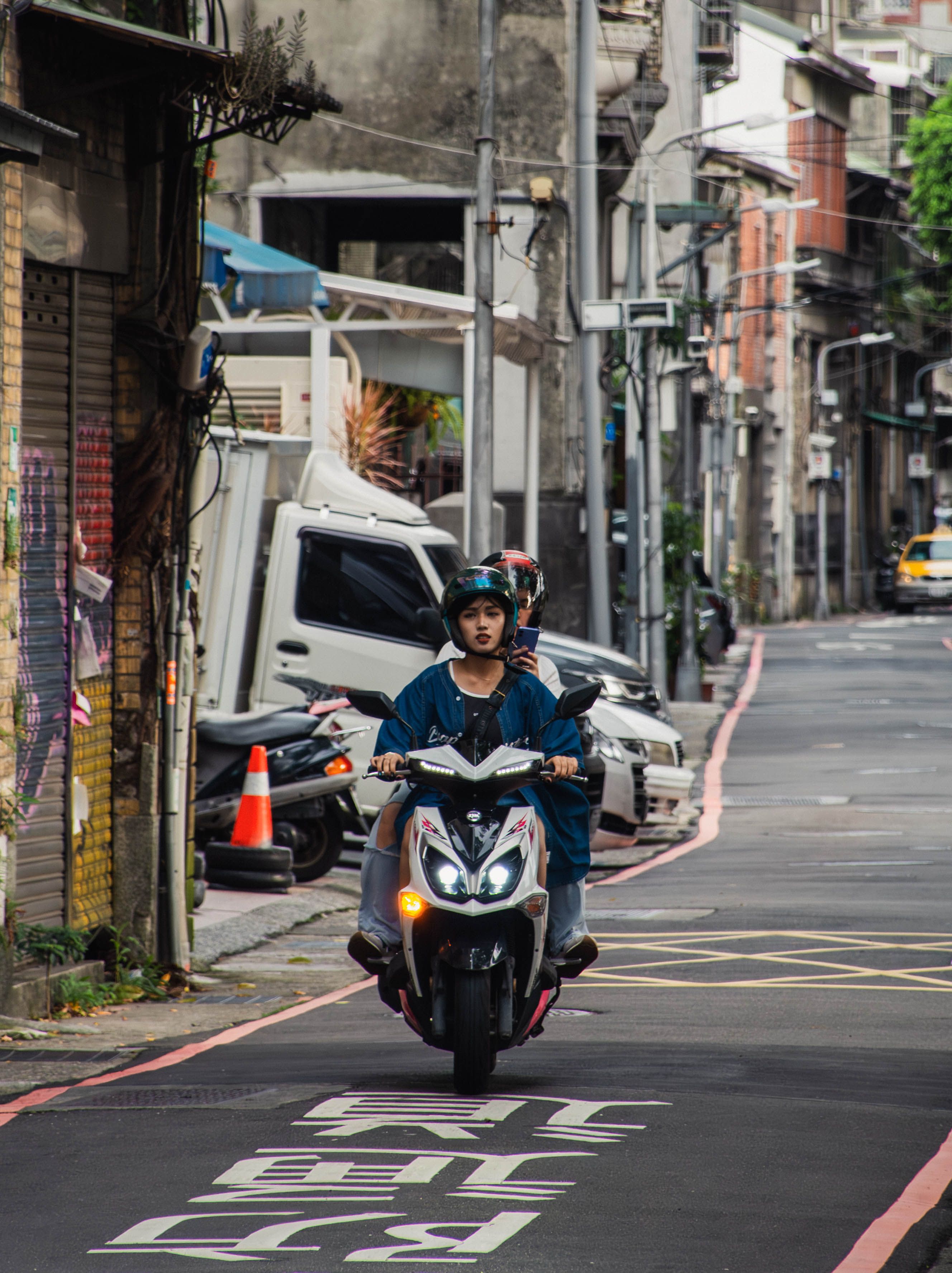 Urban Street Scene with Motorbike in Taipei · Free Stock Photo
