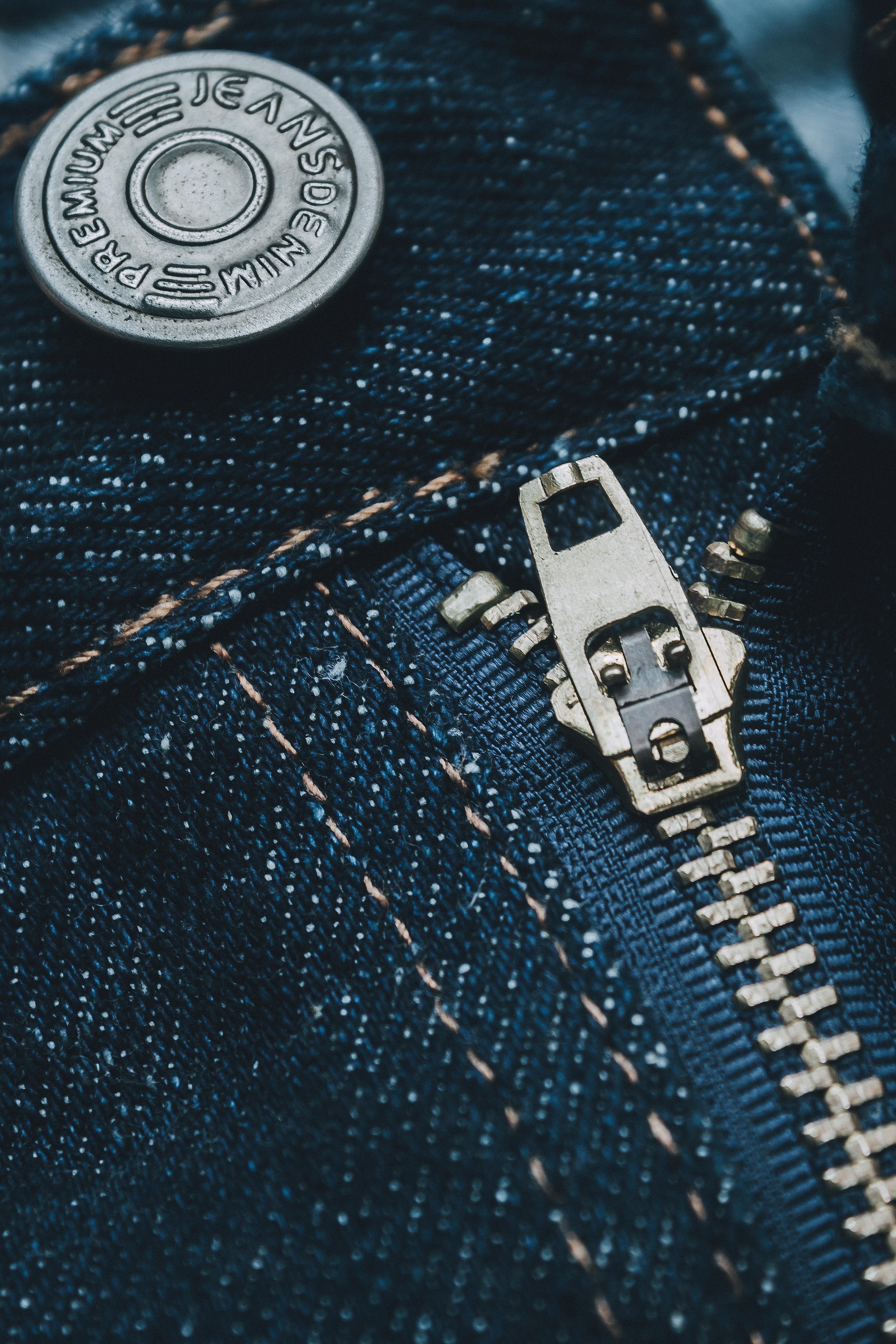 Close-up of Denim Jeans with Zipper Detail · Free Stock Photo