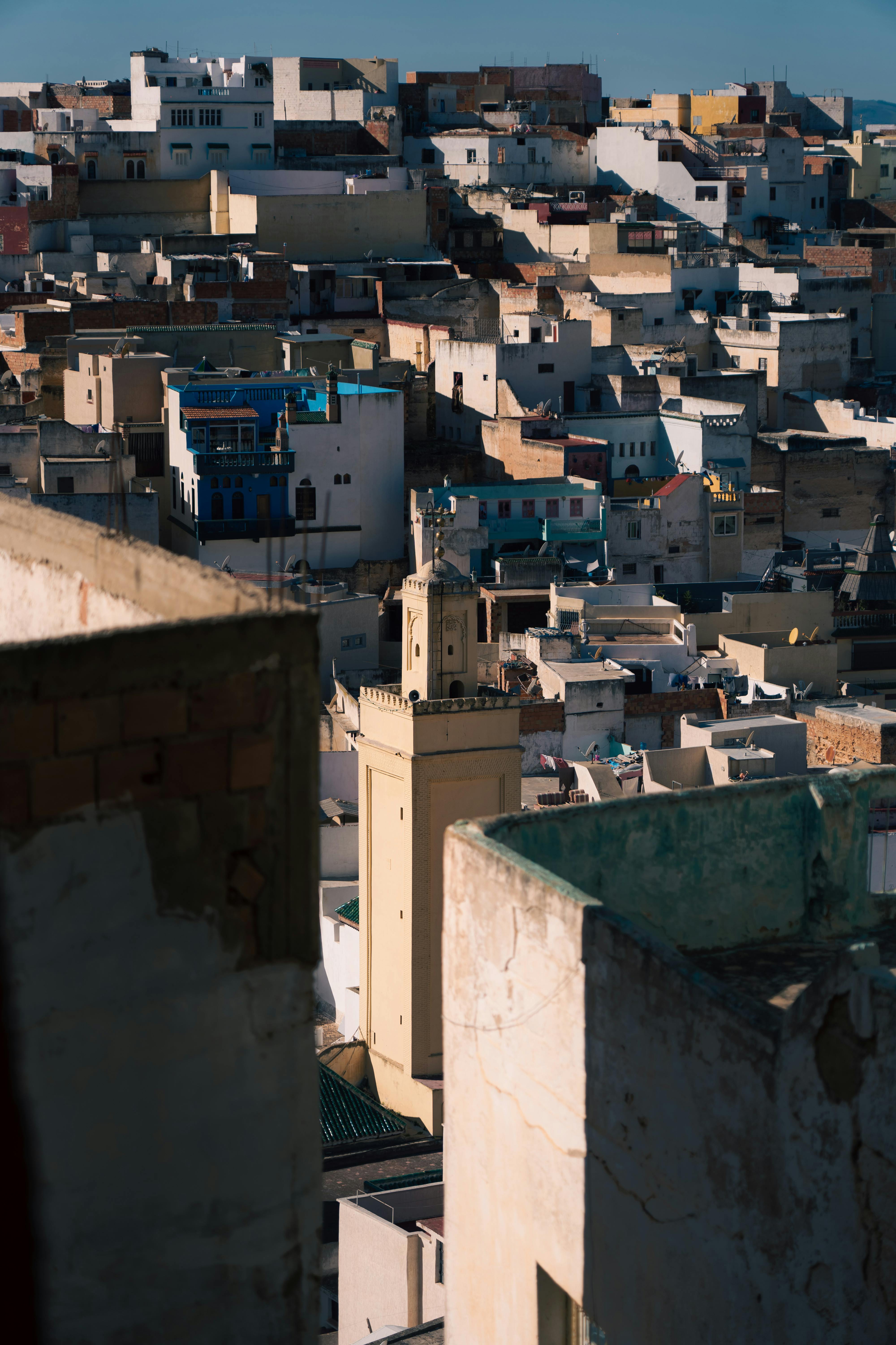 Aerial View of Dense Urban Architecture in Fez · Free Stock Photo
