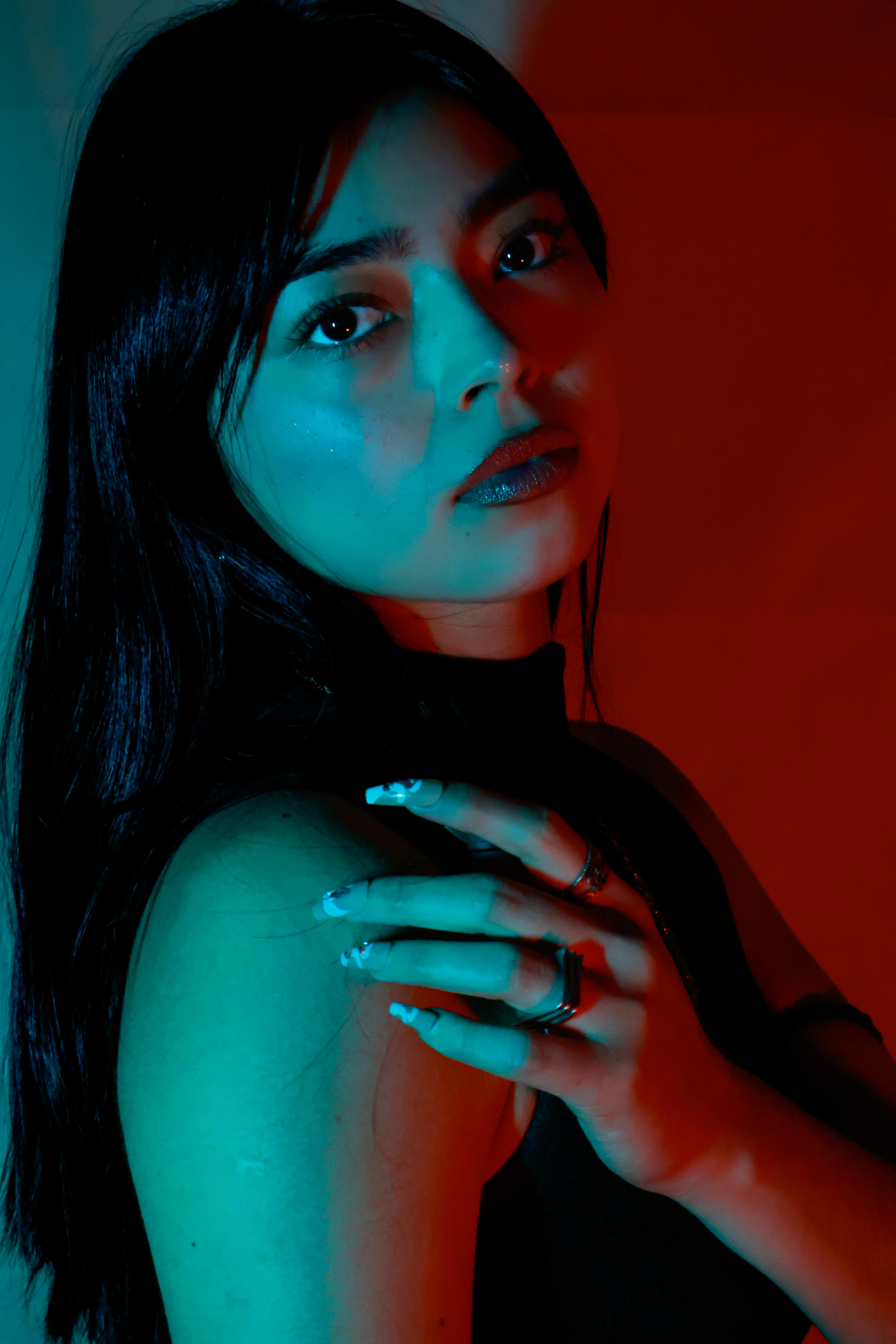 Creative Portrait with Dramatic Lighting Effect · Free Stock Photo