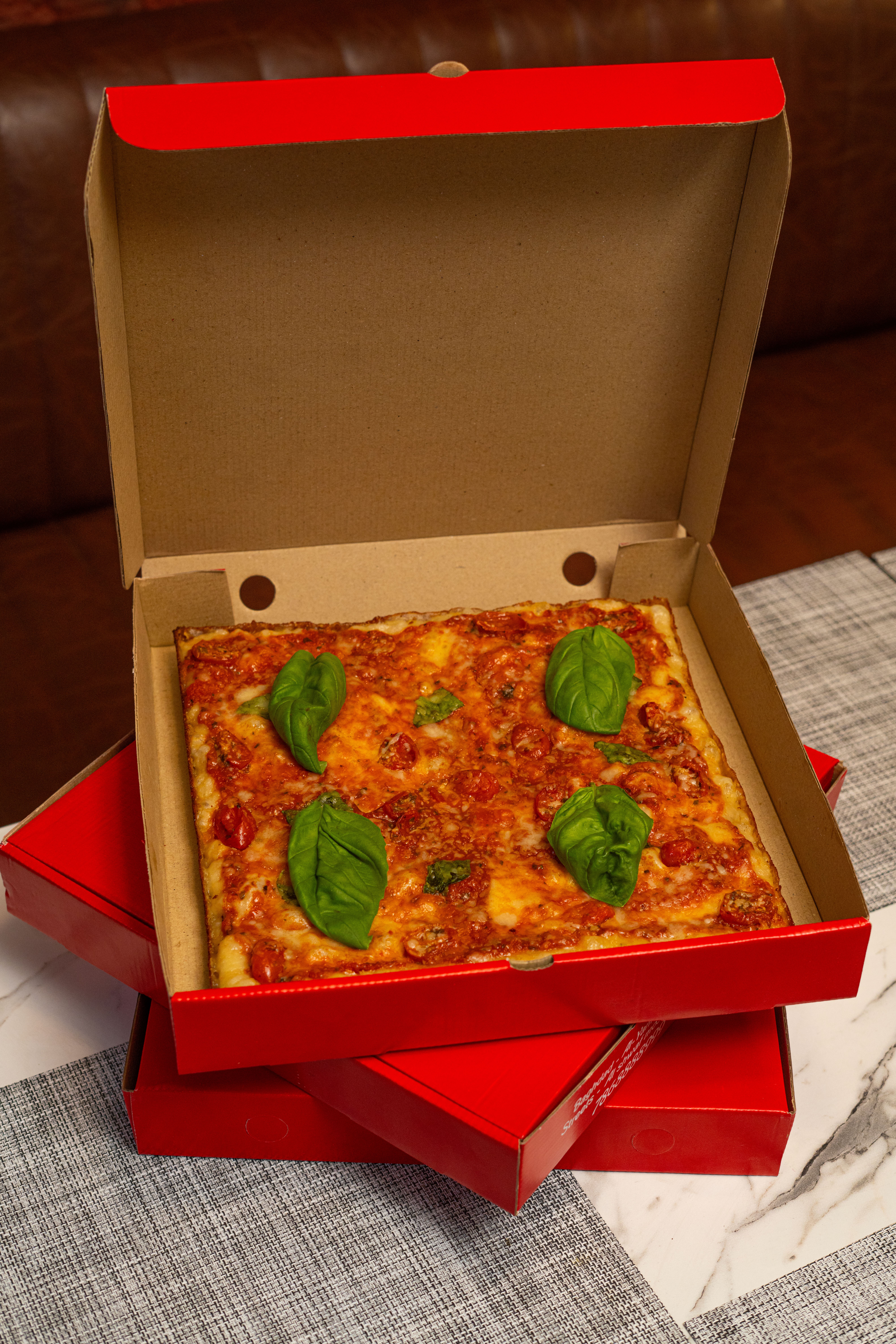 Delicious Square Pizza in a Red Box · Free Stock Photo